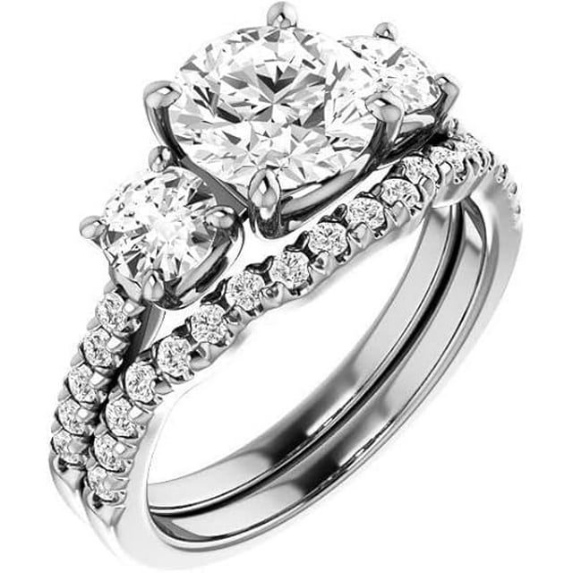 Ahansh Jewels 925 Sterling Silver Round Cut White Diamond Wedding ...