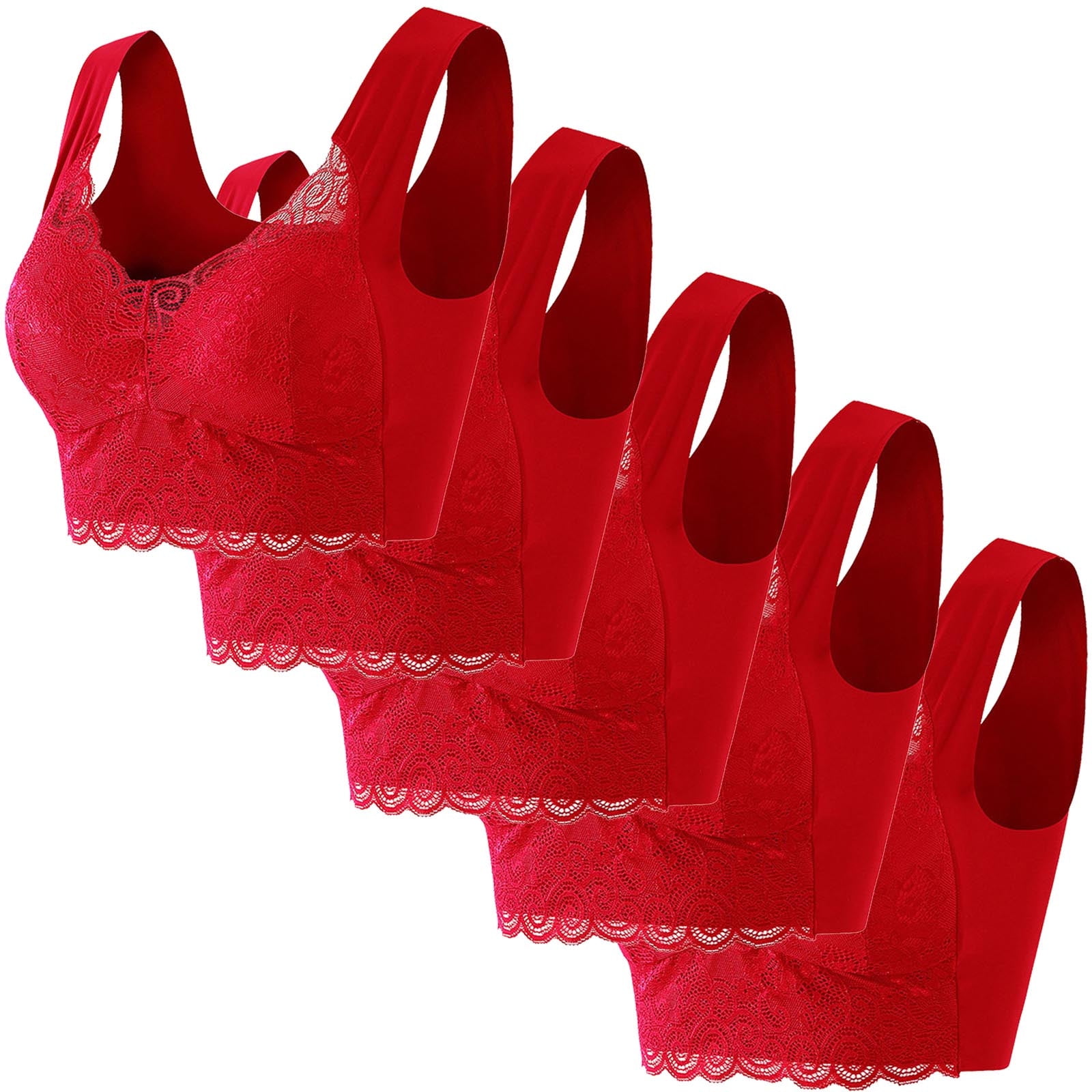 Ahdbta 2/3/5 Pack Bralettes for Women Floral Lace Wireless Bra V Neck ...