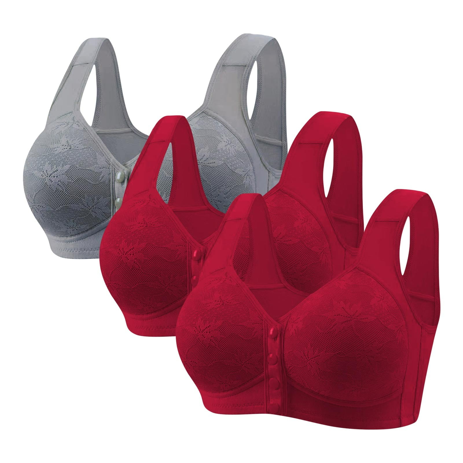 Ahdbta 2/3 Pack Daisy Bras for Older Women No Underwire Front Closure ...