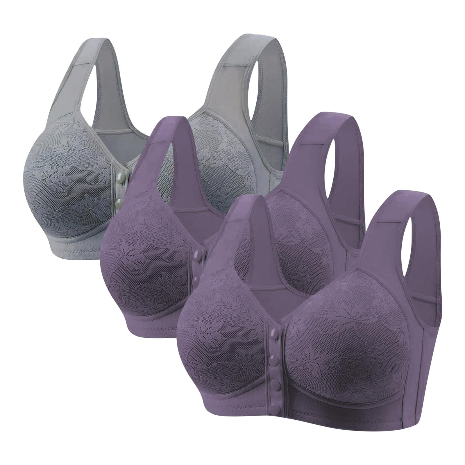 Ahdbta 2/3 Pack Daisy Bras for Older Women No Underwire Front Closure ...