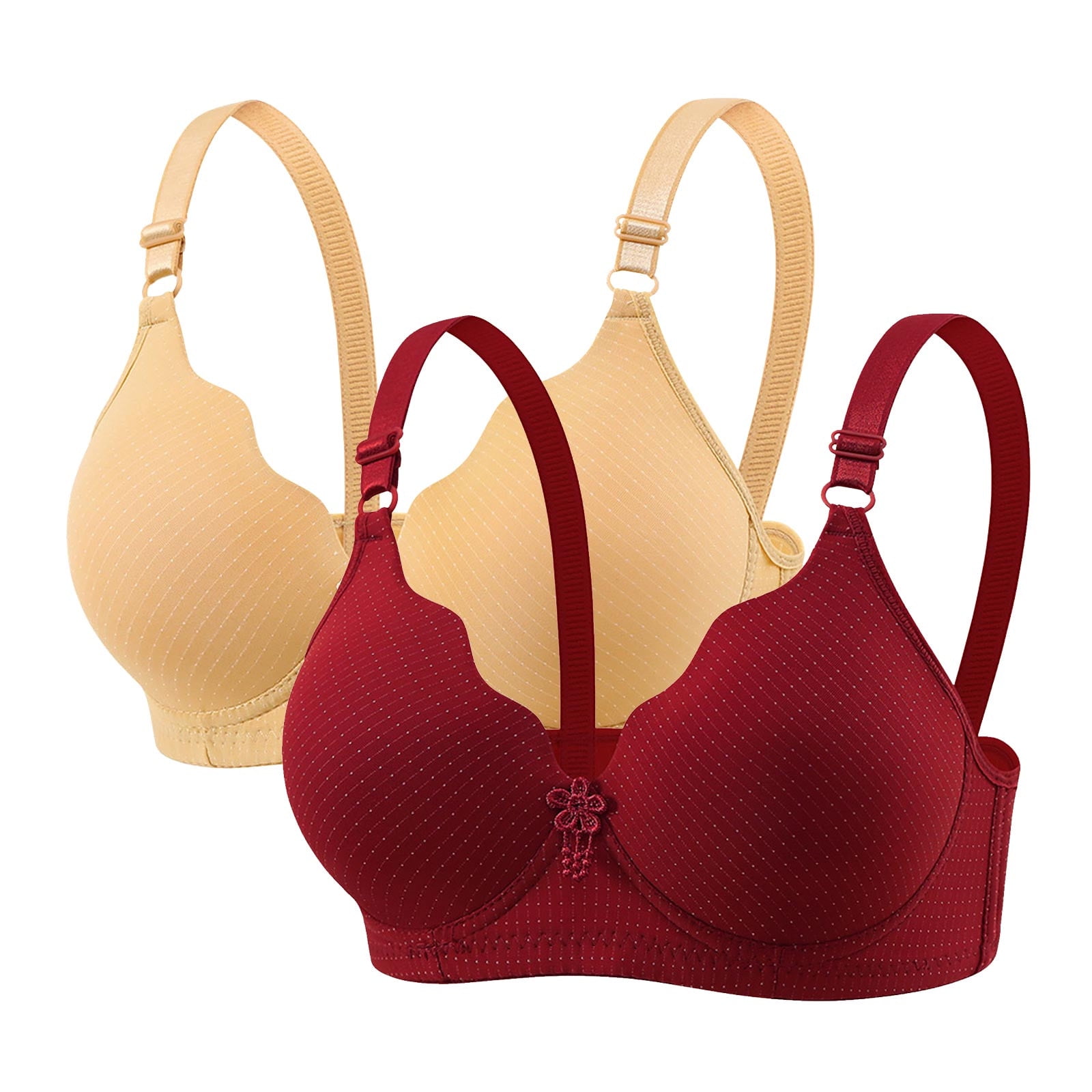 Ahdbta 2Pack Womens Soft Comfortable No Underwire Bras Scalloped V Neck ...
