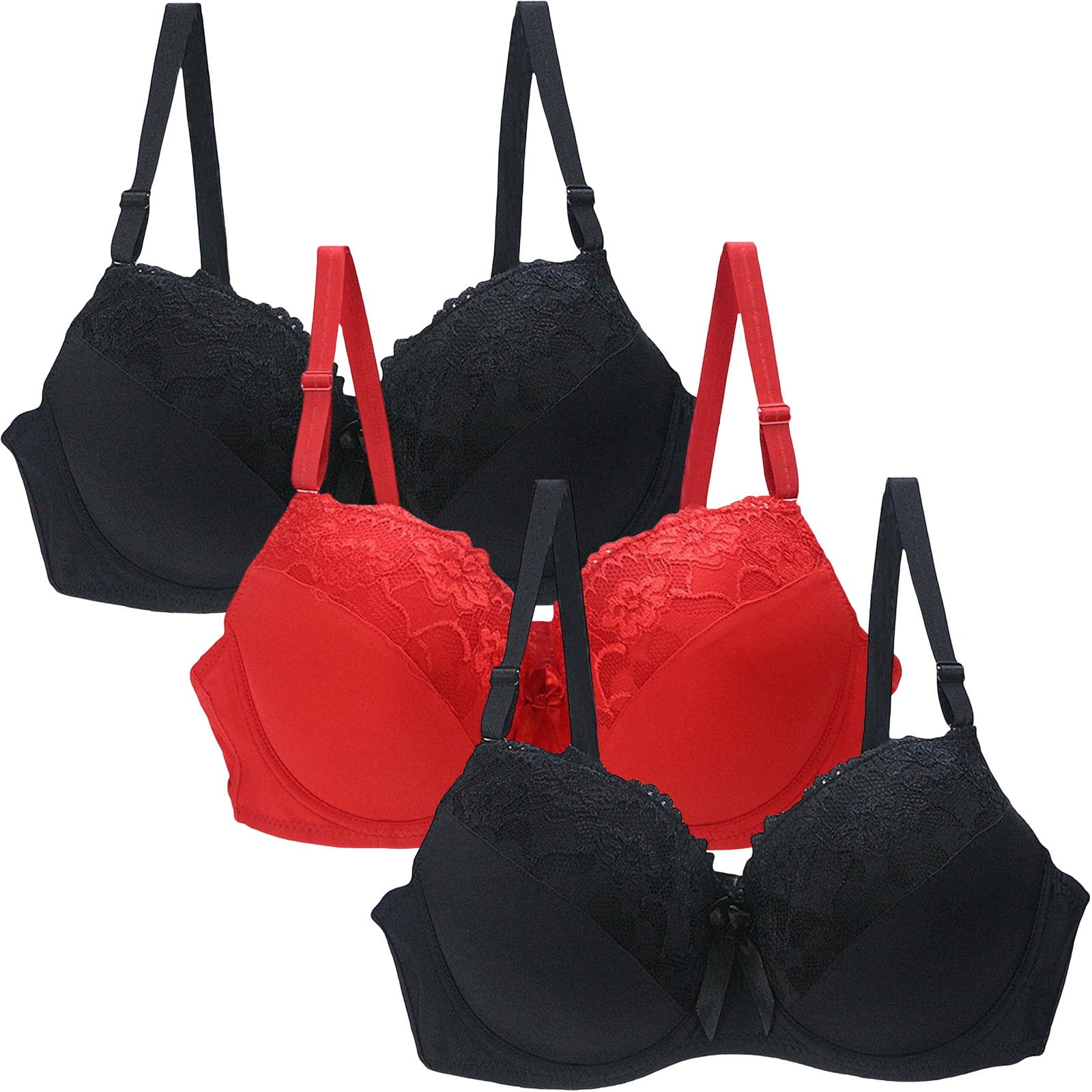 Ahdbta 3 Pack Womens Wireless Bra No Underwire Comfort Push Up Bras ...