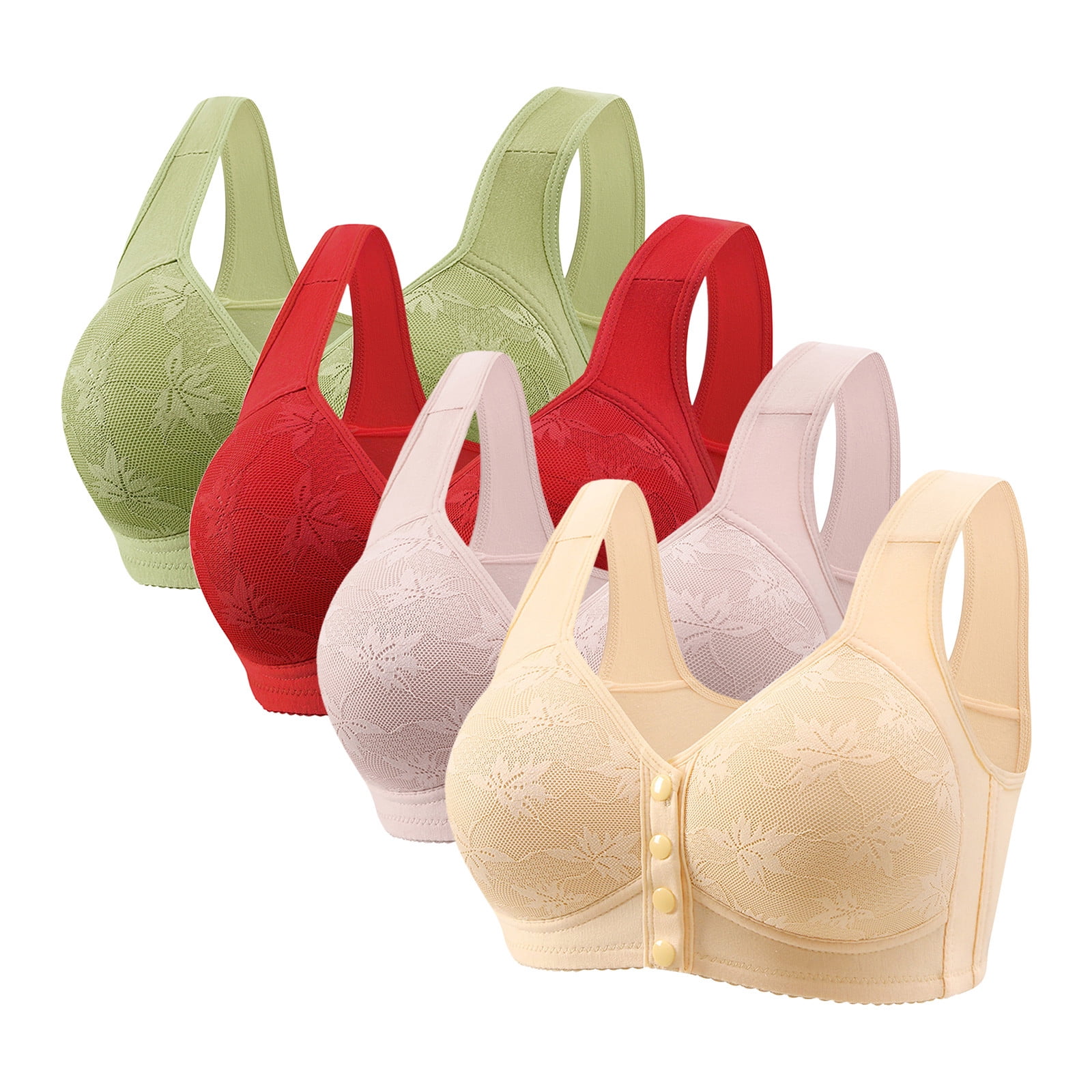 Ahdbta 4 Pack Daisy Bras for Older Women Push Up No Underwire Full ...