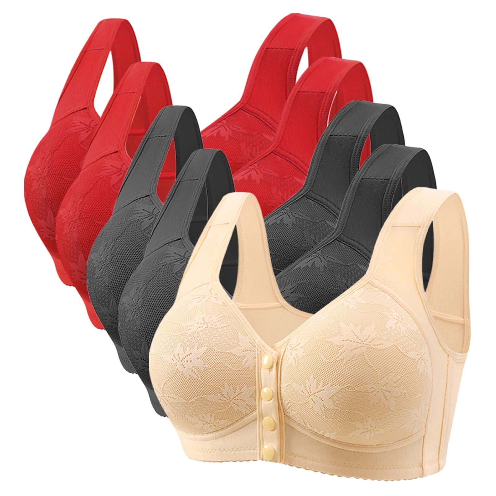 Ahdbta 5 Pack Bras for Women Full Coverage Front Closure No Underwire ...