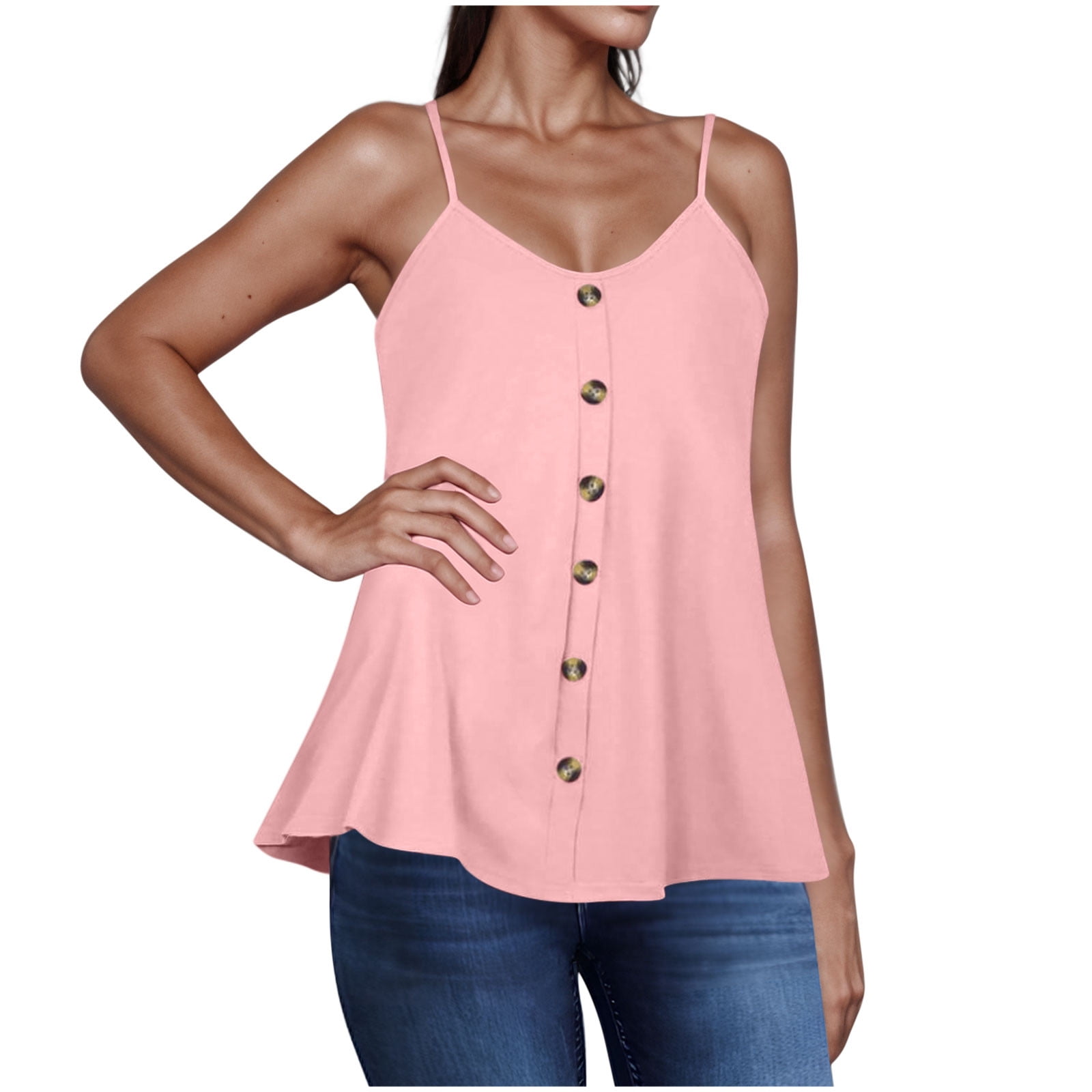 Ahdbta Camisoles for Women Spaghetti Strap Tank Tops Loose Casual ...