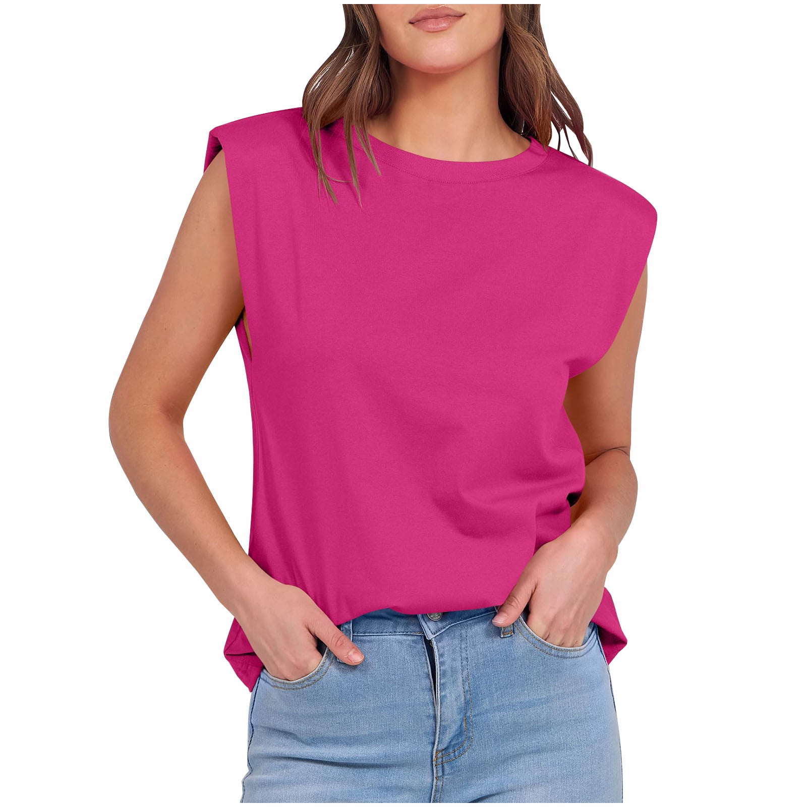 Ahdbta Cap Sleeve Tops for Women Summer Top Basic Tee Shirts Casual ...