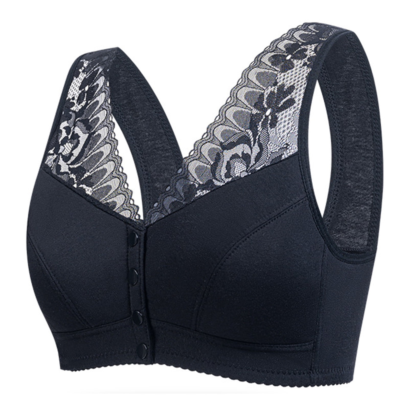 Ahdbta Daisy Front Snap Bras For Older Women Wirefree Front Button ...