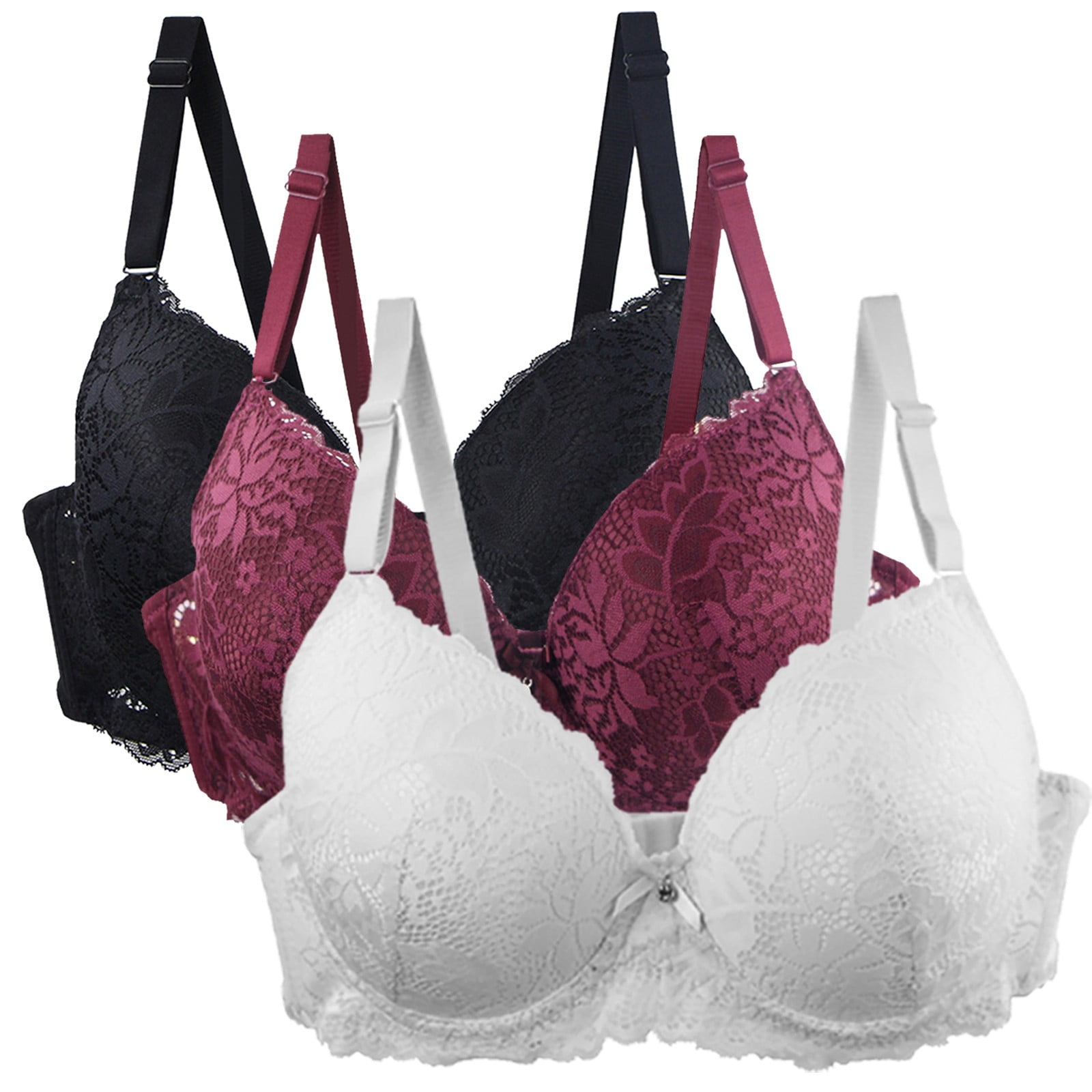 Ahdbta Full-Coverage Minimizer Bras for Women 3 Pack Wireless Bralette ...