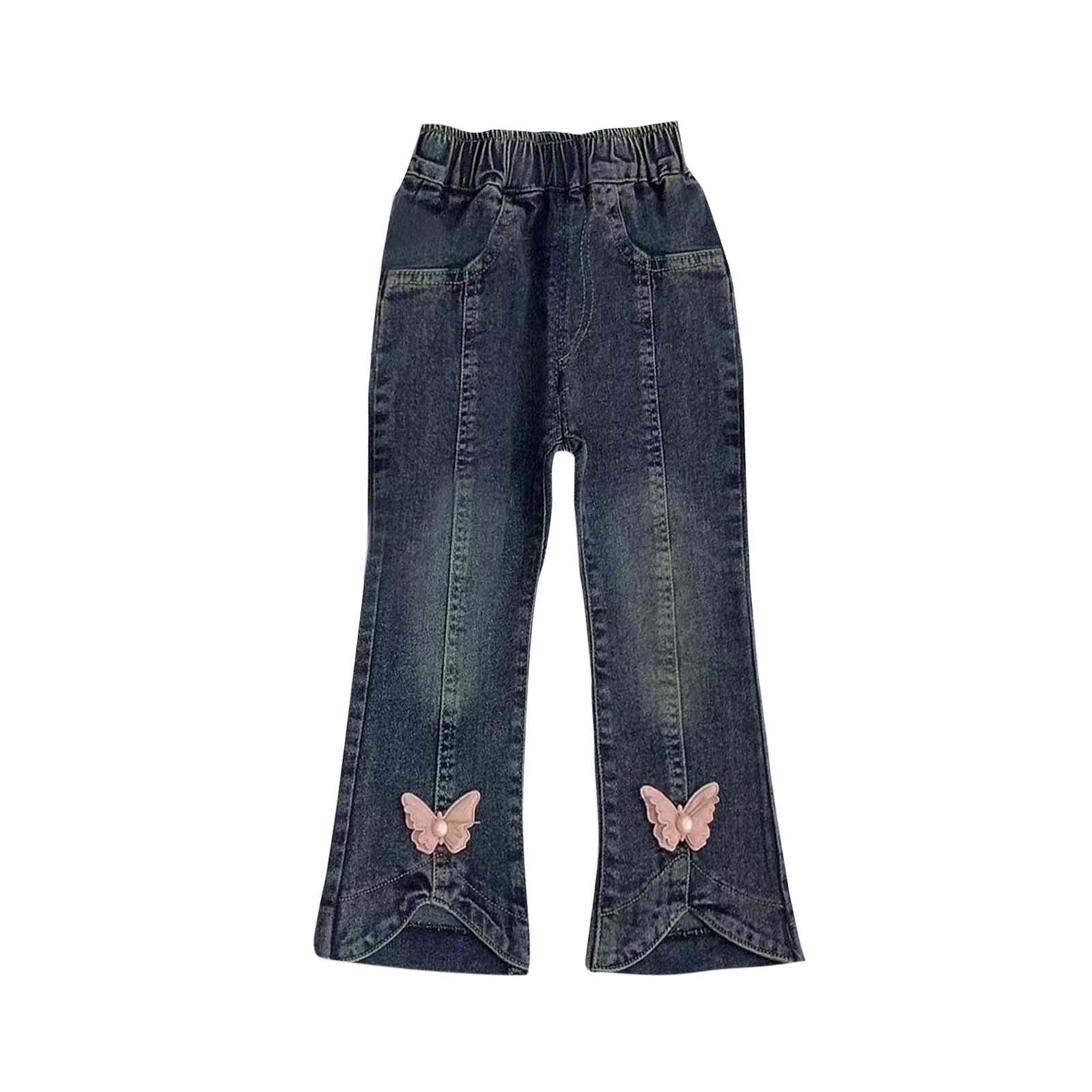 Ahdbta Girls Denim Pants Cute Bowknot Decor Elastic Waist Flare Jeans ...