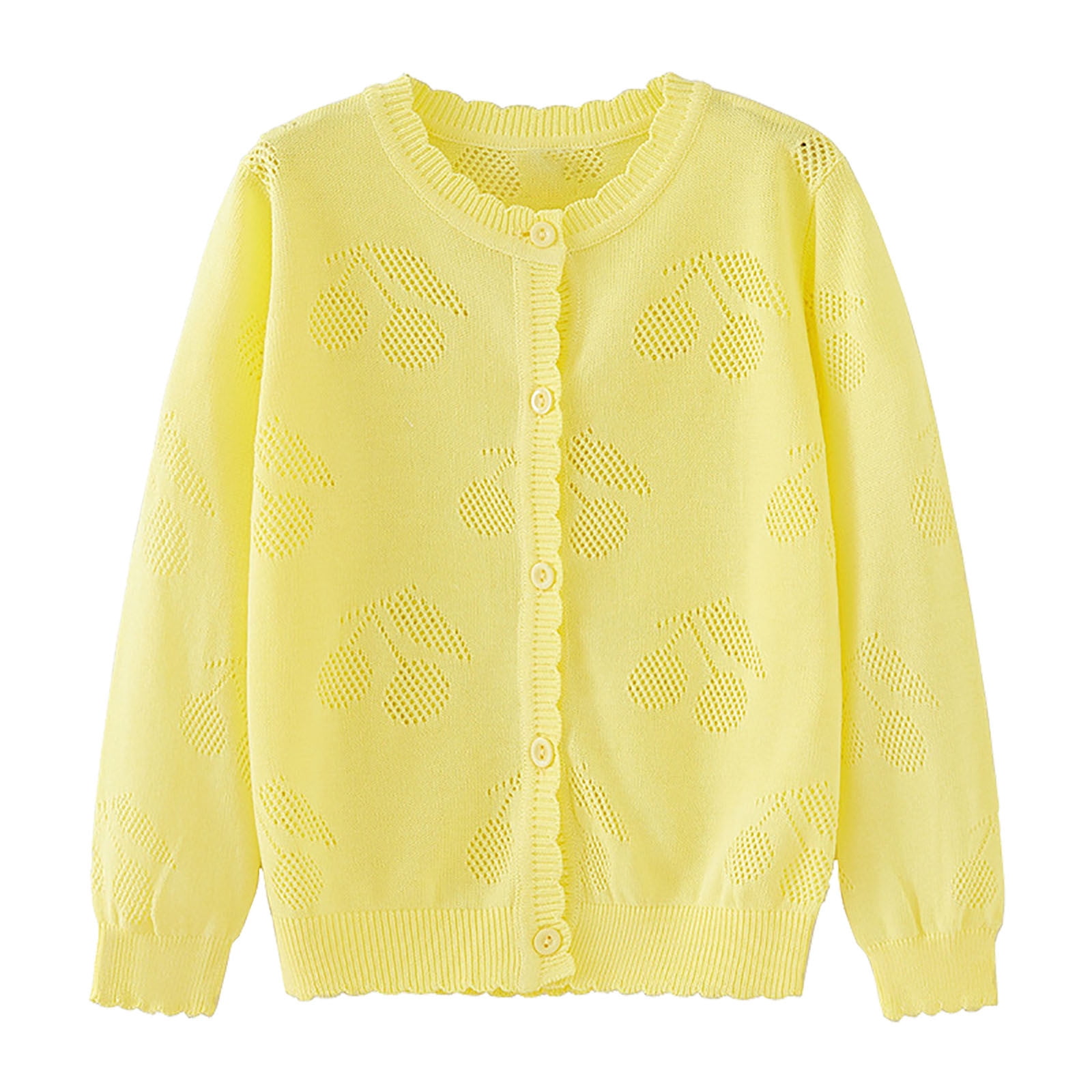 Ahdbta Girls' Sweater Cardigans Hollow Out Crewneck Long Sleeve Thin ...
