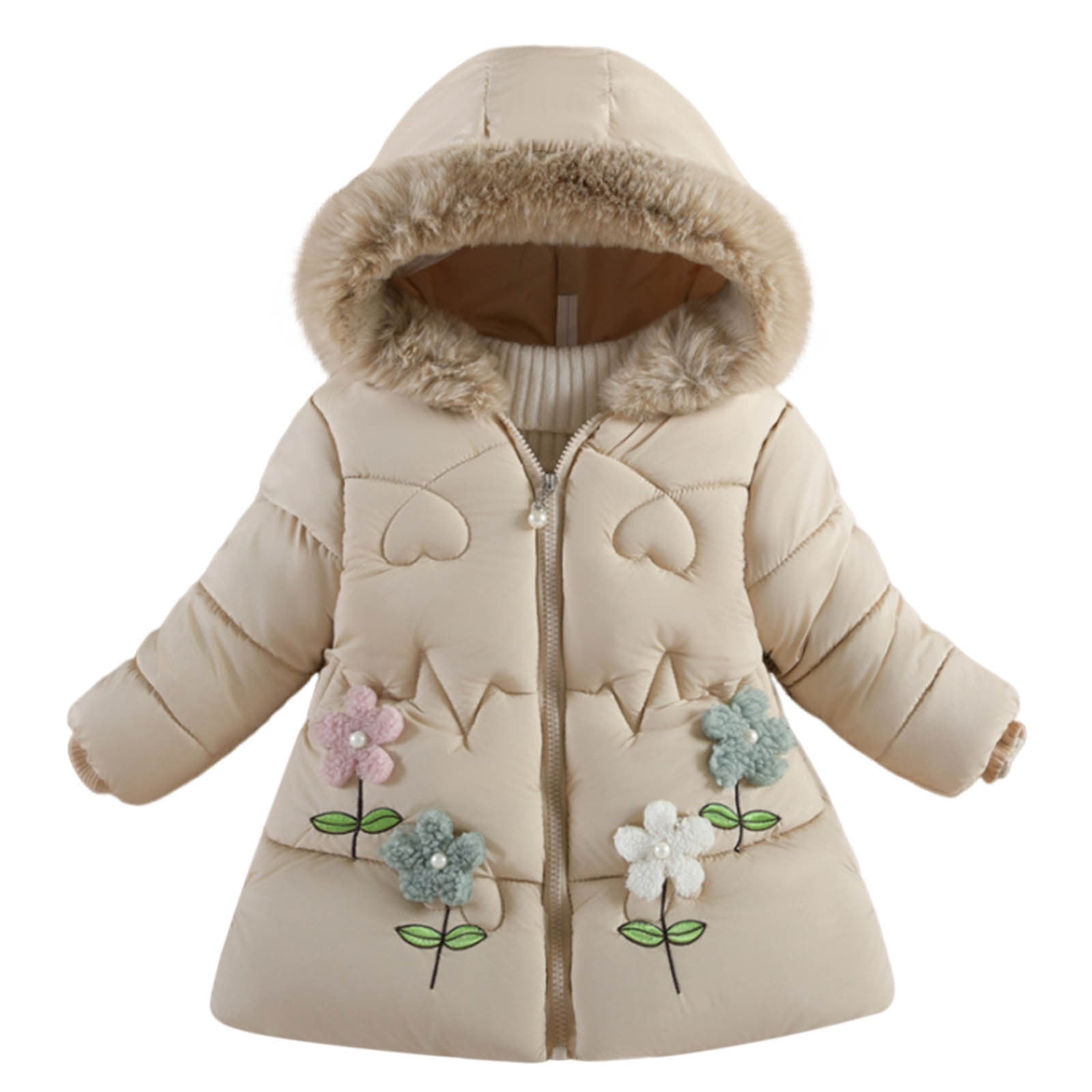 Ahdbta Little Girls Puffer Jackets Button Zipper Windproof Warm ...