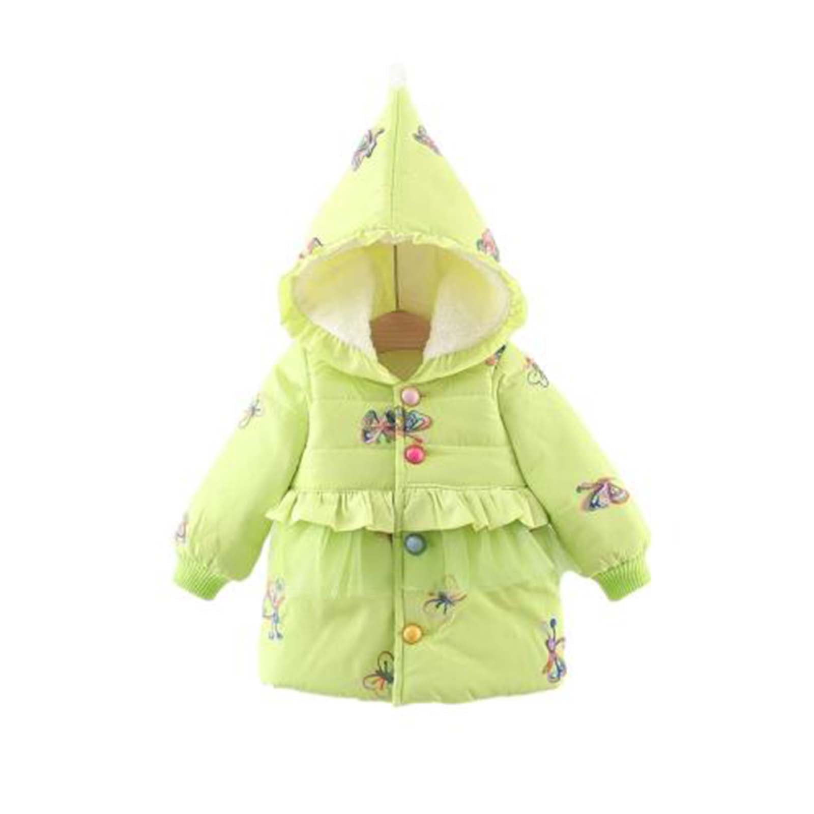 Ahdbta Little Girls Puffer Jackets Cute Printed Long Sleeve Button Down ...
