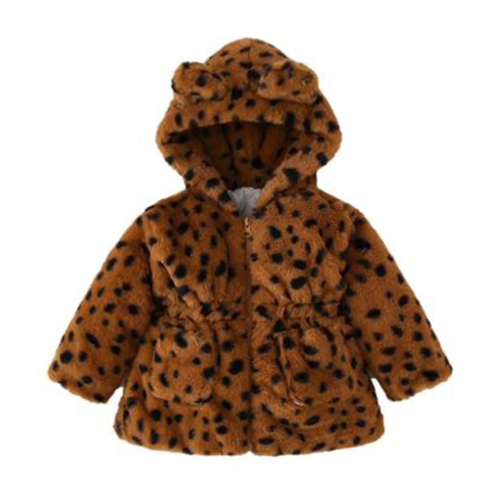 Ahdbta Little Girls Thermal Coats Fuzzy Fleece Cute Bear Ears Hooded ...