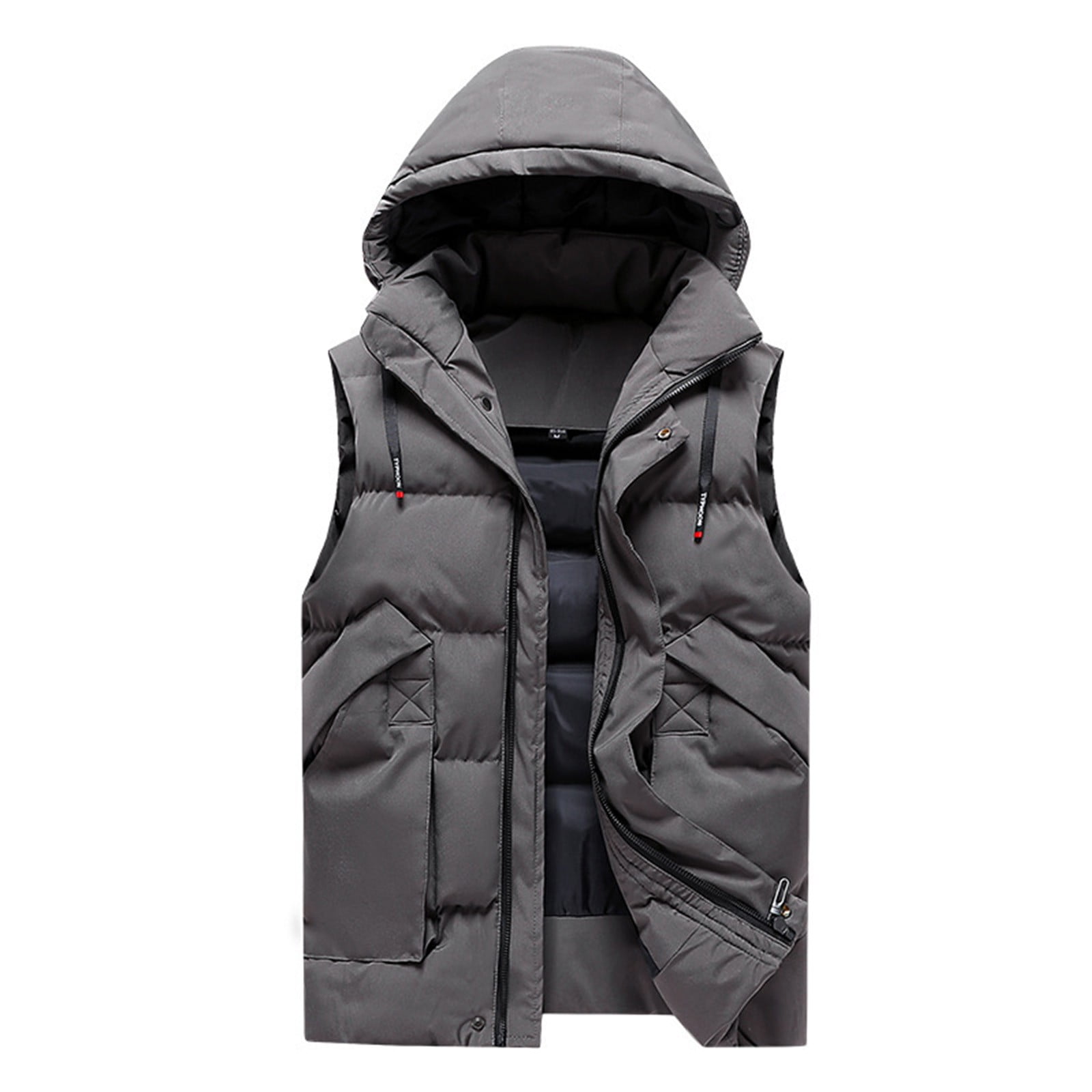Ahdbta Men's Quilted Vests Plus Size Casual Drawstring Hooded Vests ...