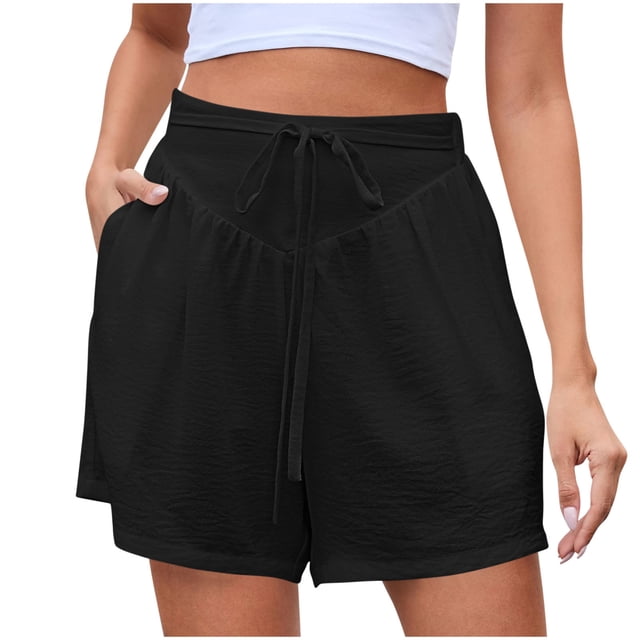 Ahdbta Wide Leg Shorts for Women Summer Trendy Causal Shorts Drawstring ...
