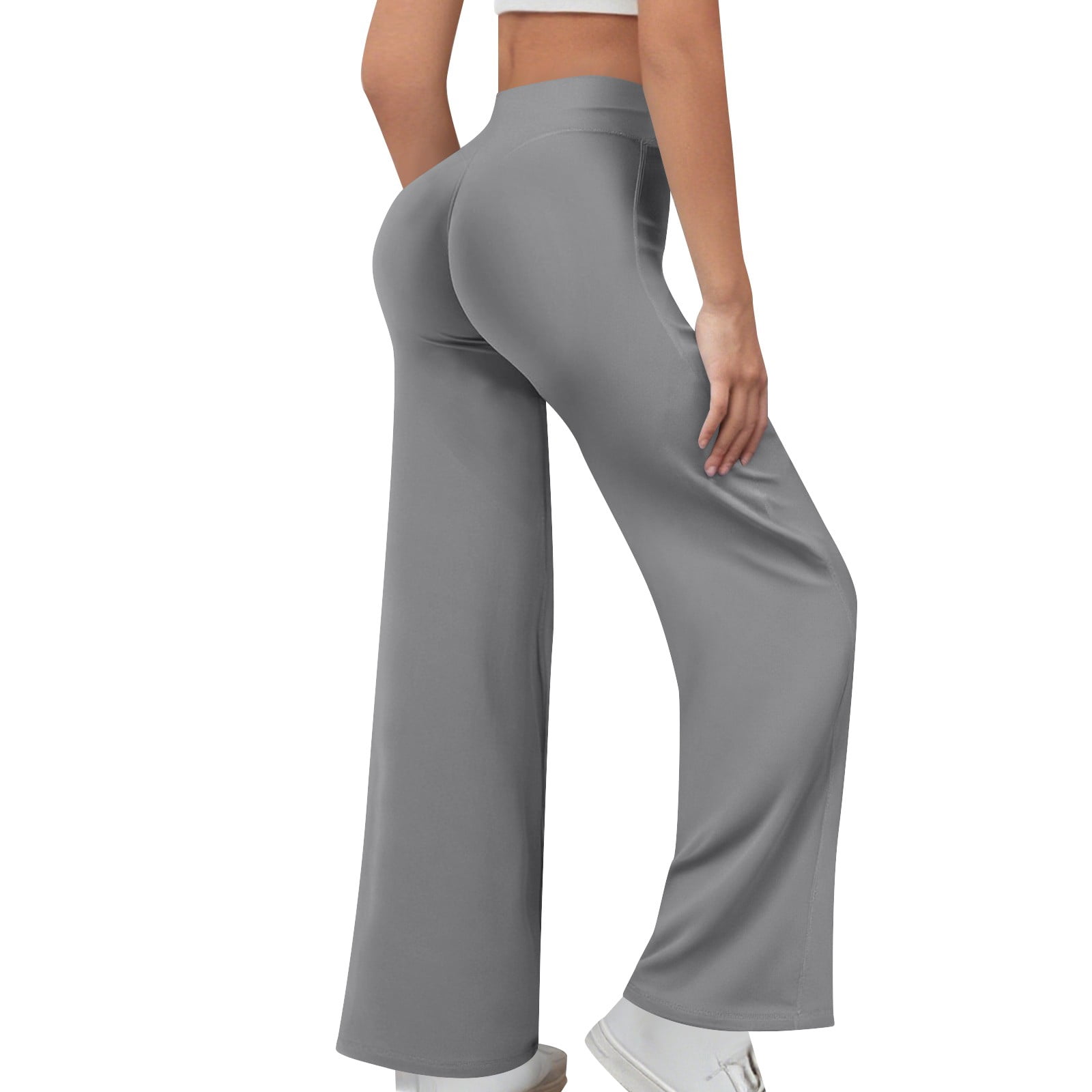 Ahdbta Wide Leg Workout Pants for Women High Waist Tummy Control Yoga ...