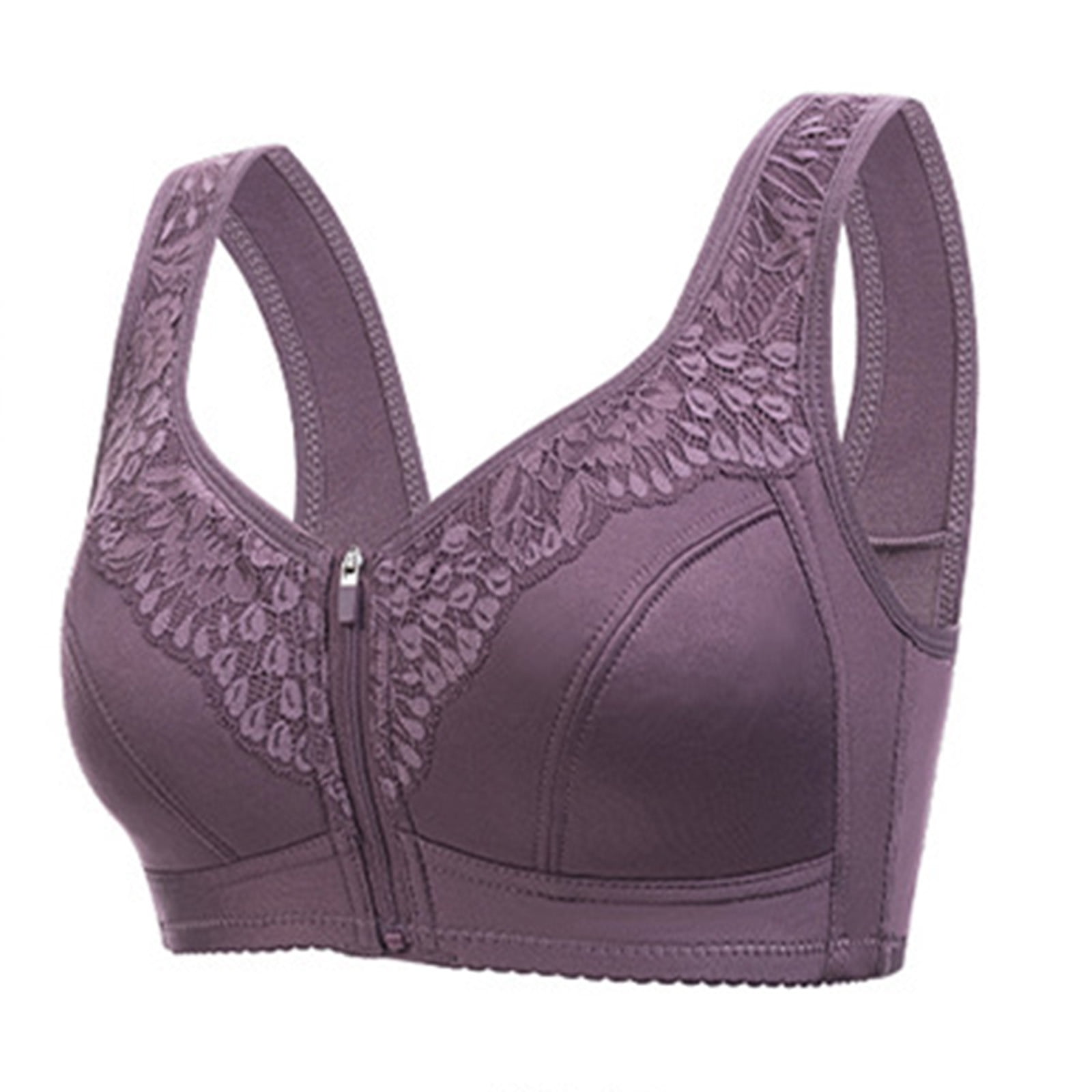Ahdbta Wireless Zip Front Closure Bras for Women No Underwire Full ...