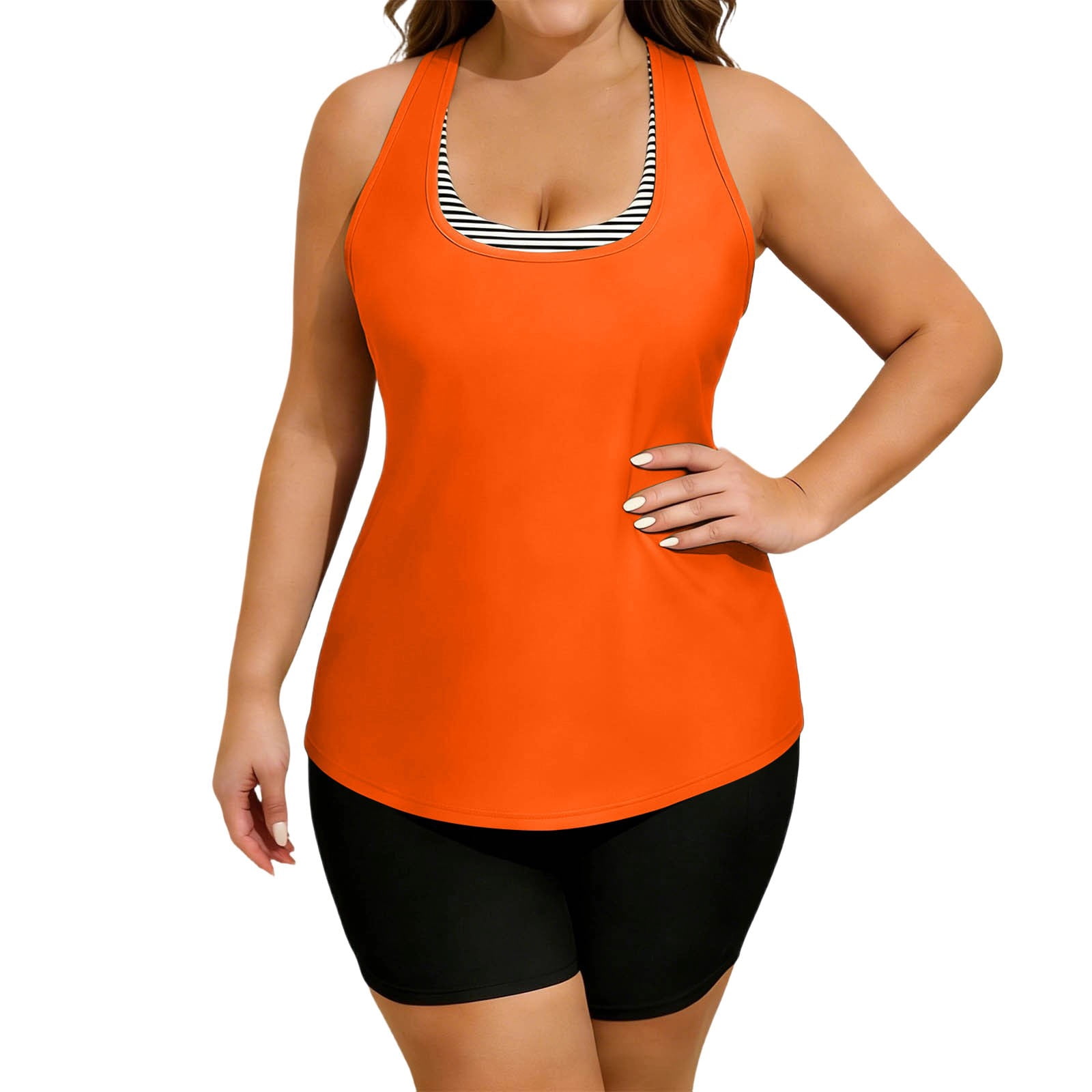 Ahdbta Women 3 Piece Tankini Swimsuits Athletic Bathing Suits Swim Tank ...