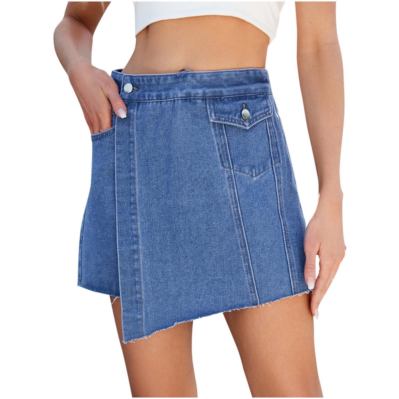 Ahdbta Women High Waisted Wrap Denim Shorts Casual Y2k Denim Cargo ...