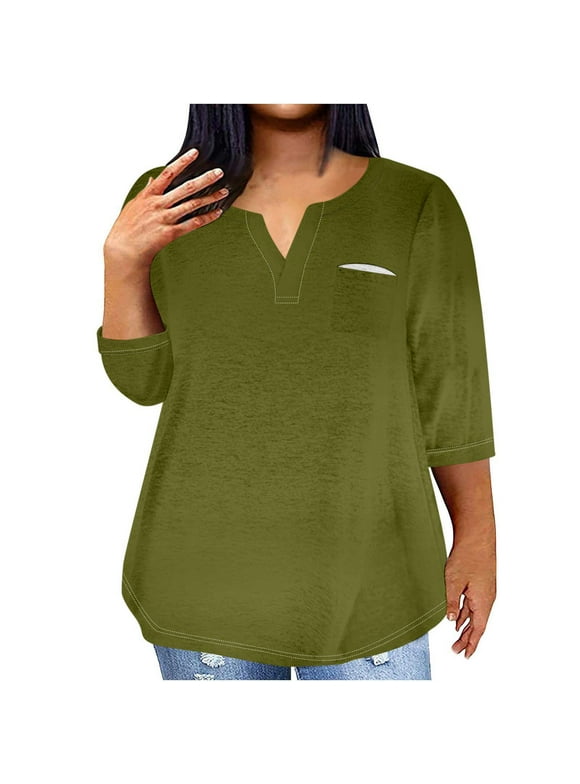 Womens Three Quarter Sleeve Tops