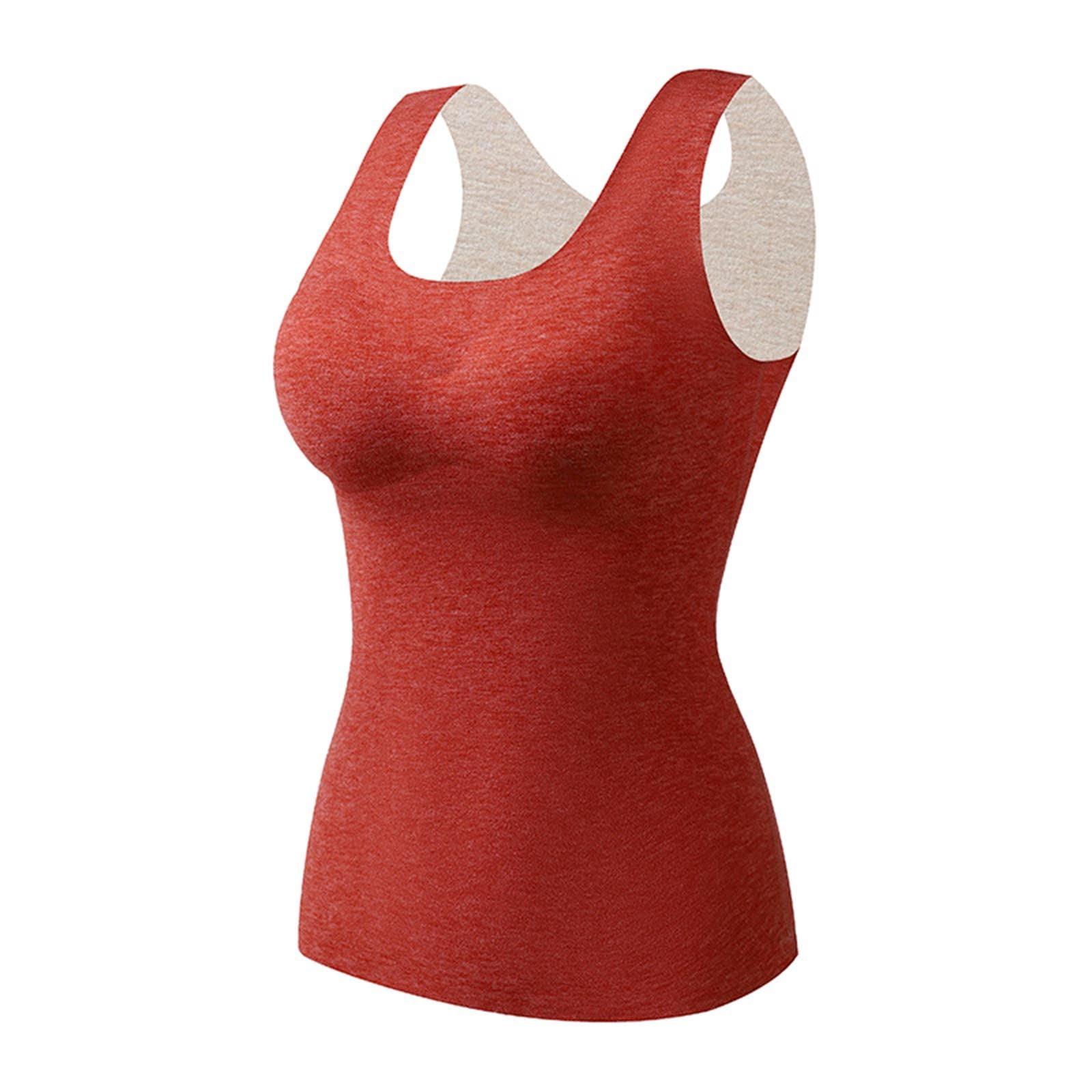 Ahdbta Women's Underwear Tops with Bulit-in-Bra Fleece Lined Fall ...