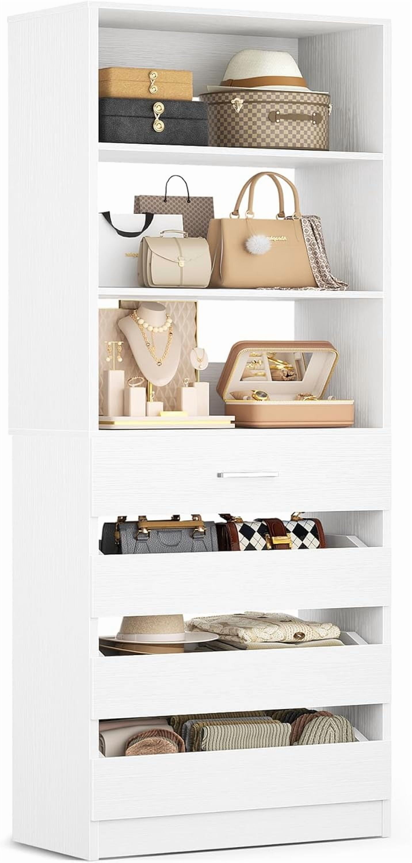 Aheaplus 21.3" Closet System with 4 Drawers, Wood Closet Organizer with ...