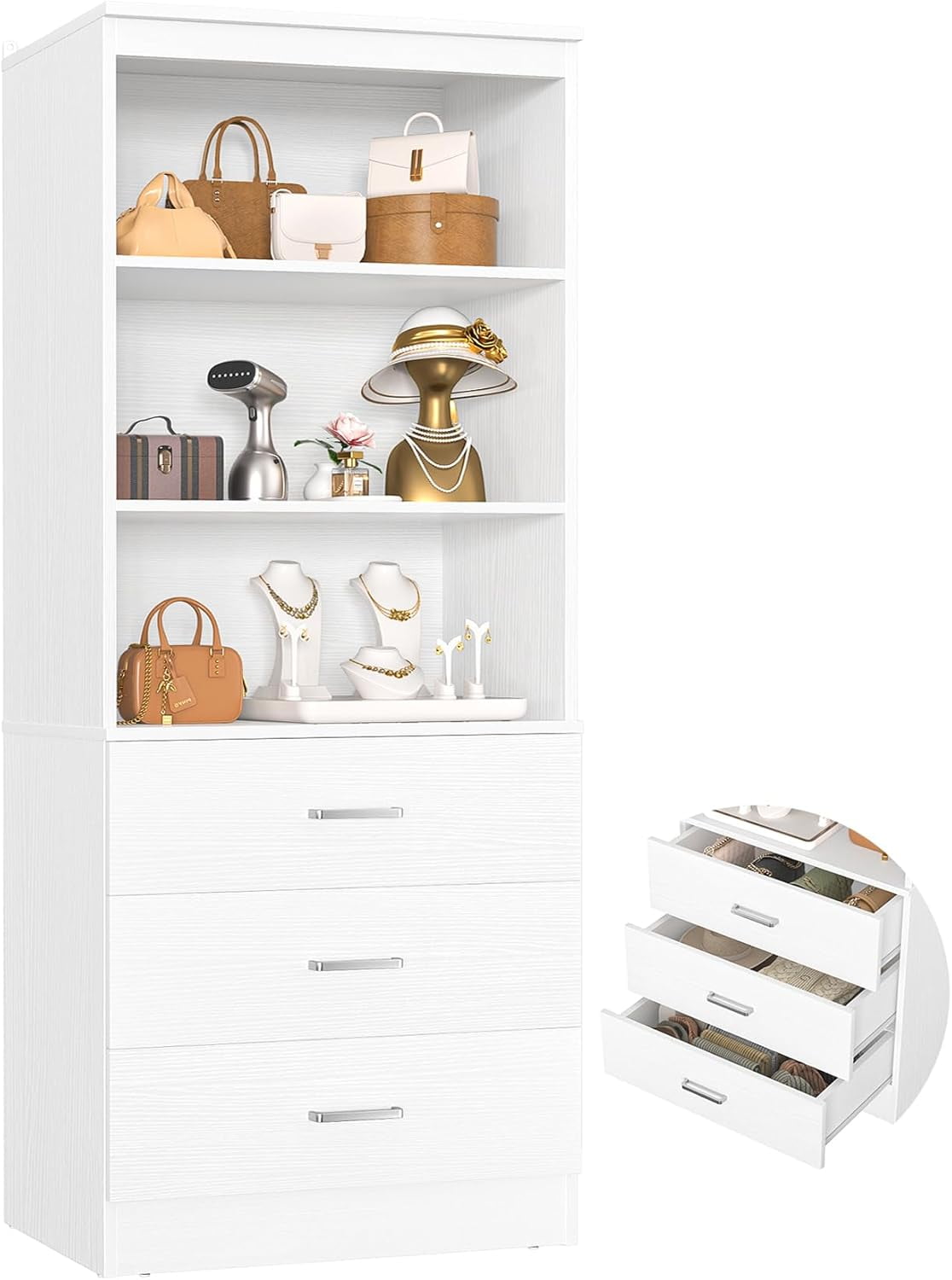 Aheaplus 23.6" Closet Drawers System, Wood Closet Organizer System with ...