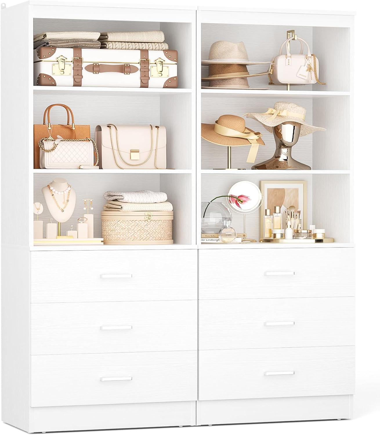 Aheaplus 47.2" Closet Drawers System, 3.94FT Wood Closet Organizer ...