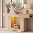 Aheaplus 47" Farmhouse Console Table with LED Lights & Charging Station ...