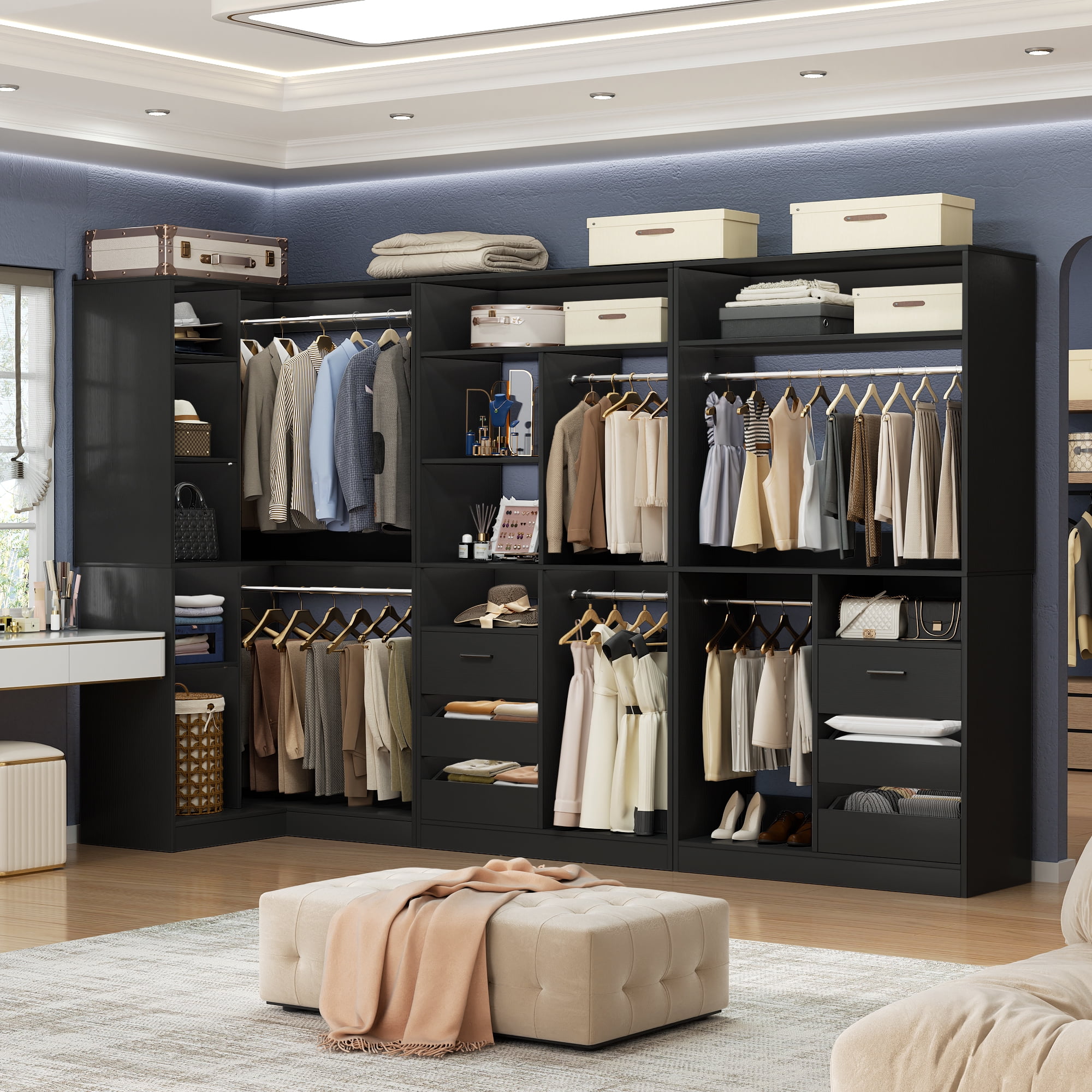 Aheaplus 72"-108" Closet System with Drawers: Versatile, Durable ...