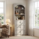 Aheaplus 80" Arched Storage Cabinet, Tall Bookcase with 3 Drawers & 3 ...