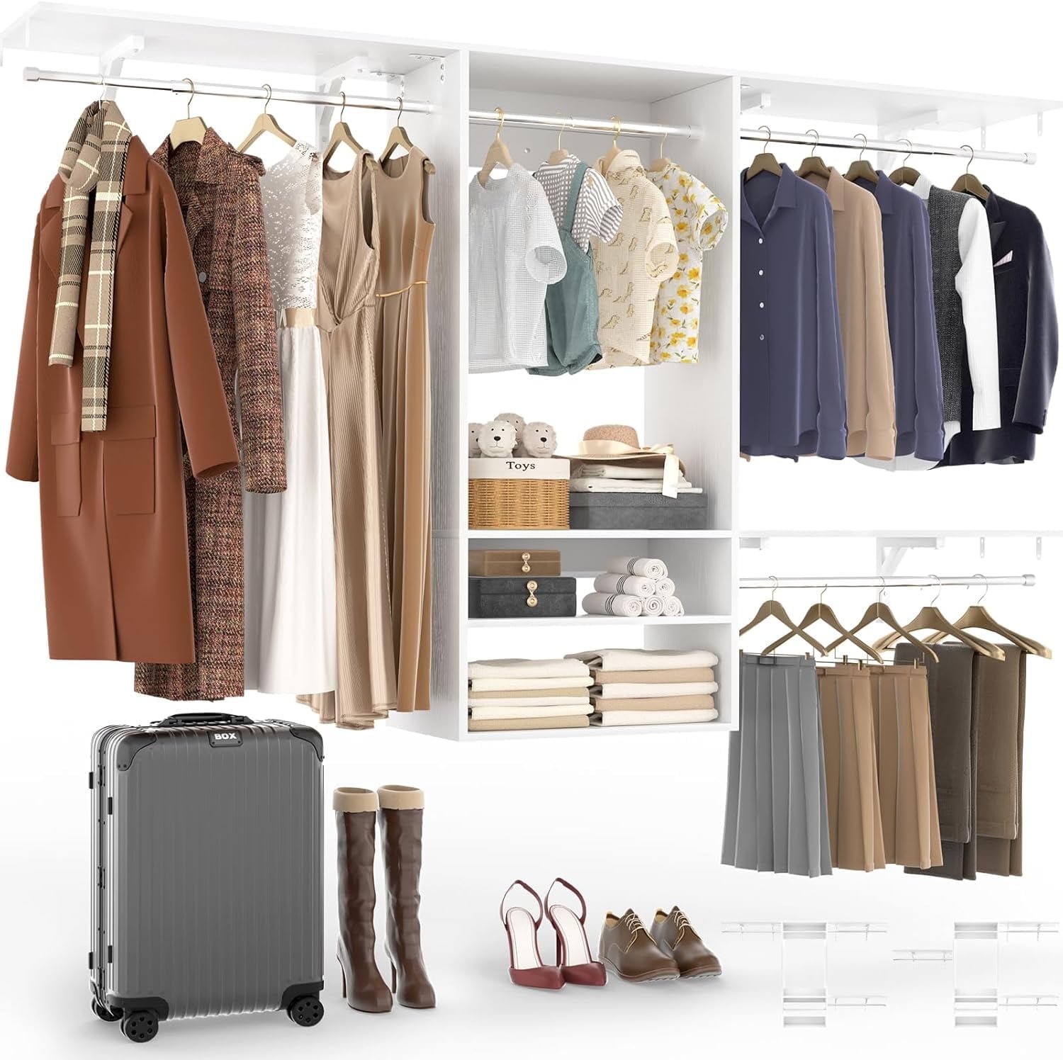 Aheaplus 8FT Hanging Closet System, 96 inch walk in Closet Organizer ...