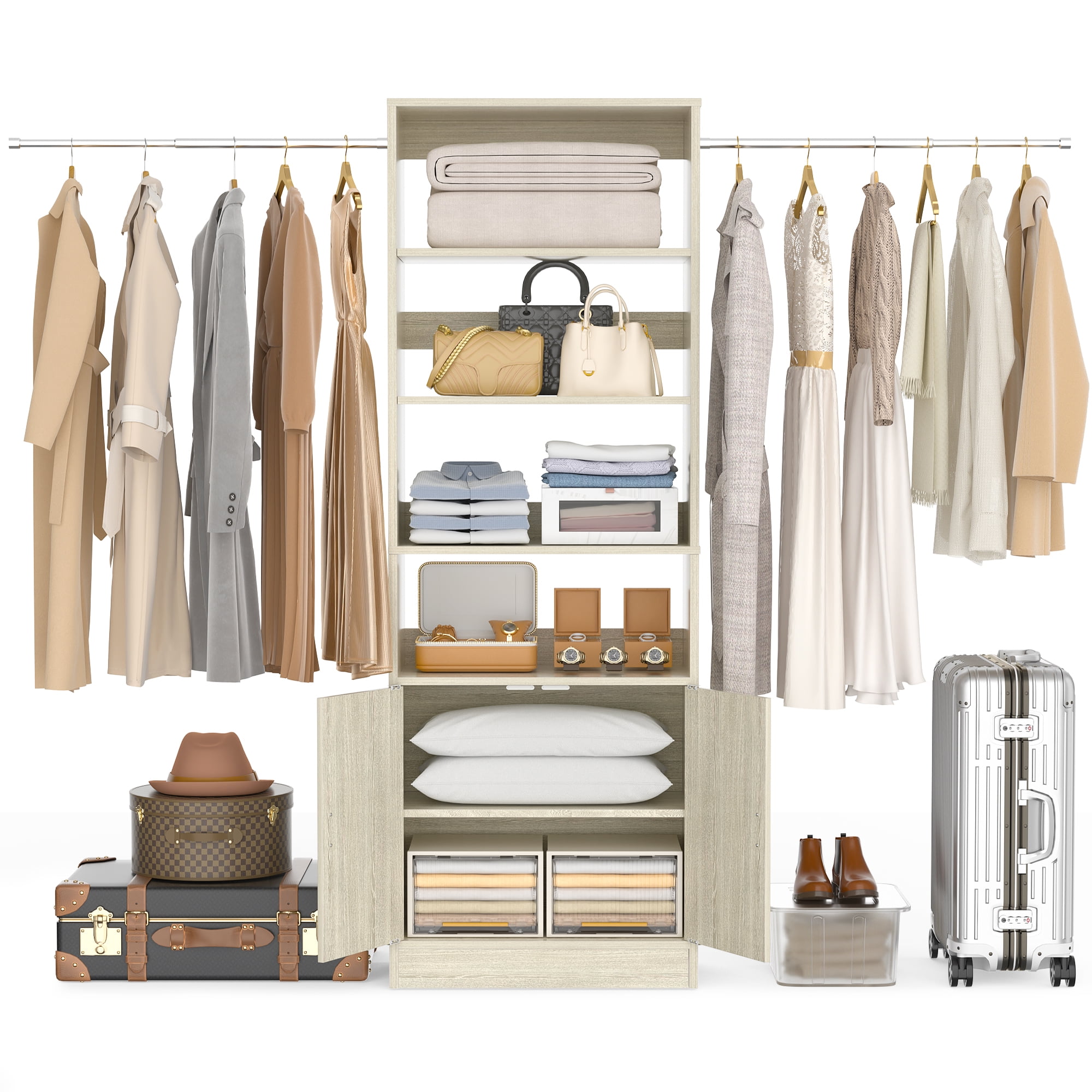 Aheaplus 96 inch Closet System,8FT Closet Organizer System with Hanging ...