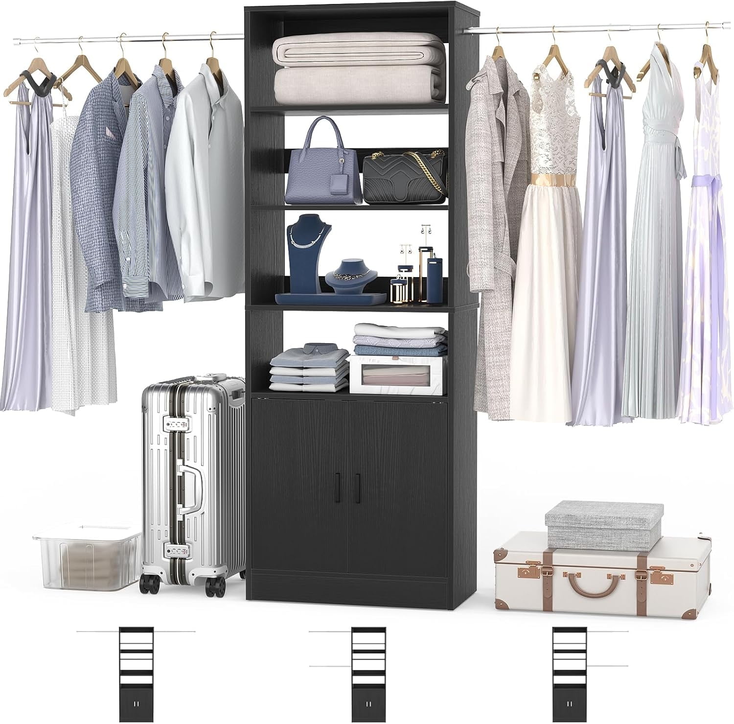 Aheaplus 96 inch Closet System,8FT Closet Organizer System with Hanging ...