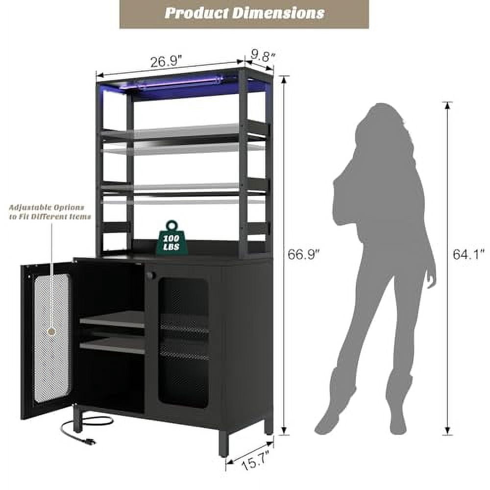 Aheaplus Bar Cabinet with Power Outlets, 67" Tall Wine Bar Cabinet ...