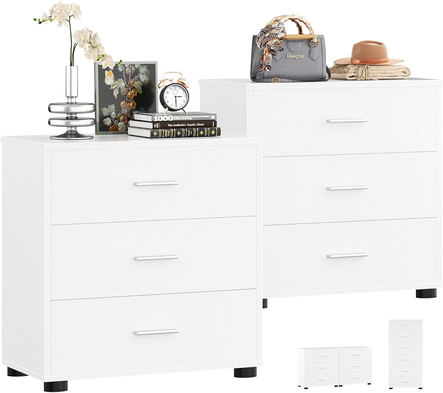 Aheaplus Closet Drawers Set of 2, Wood Closet Organizers and Storage ...