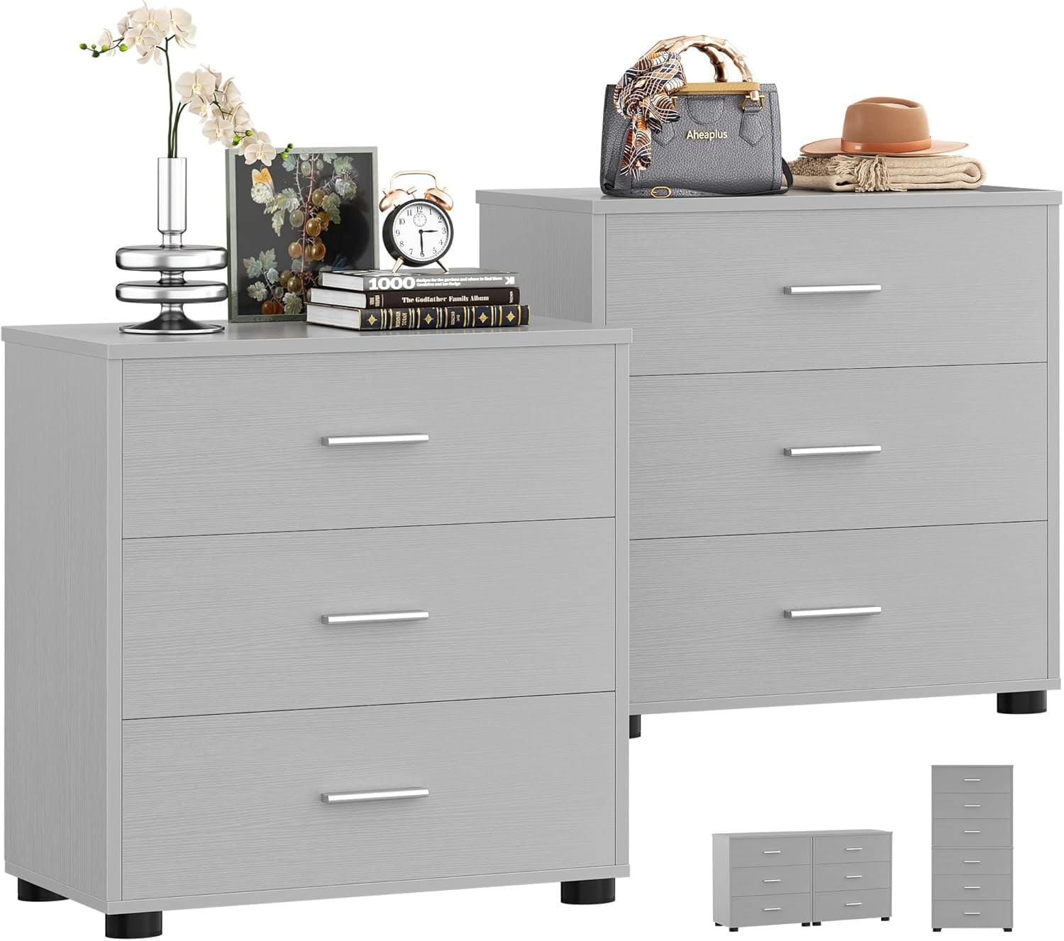 Aheaplus Closet Drawers Set of 2, Wood Closet Organizers and Storage ...