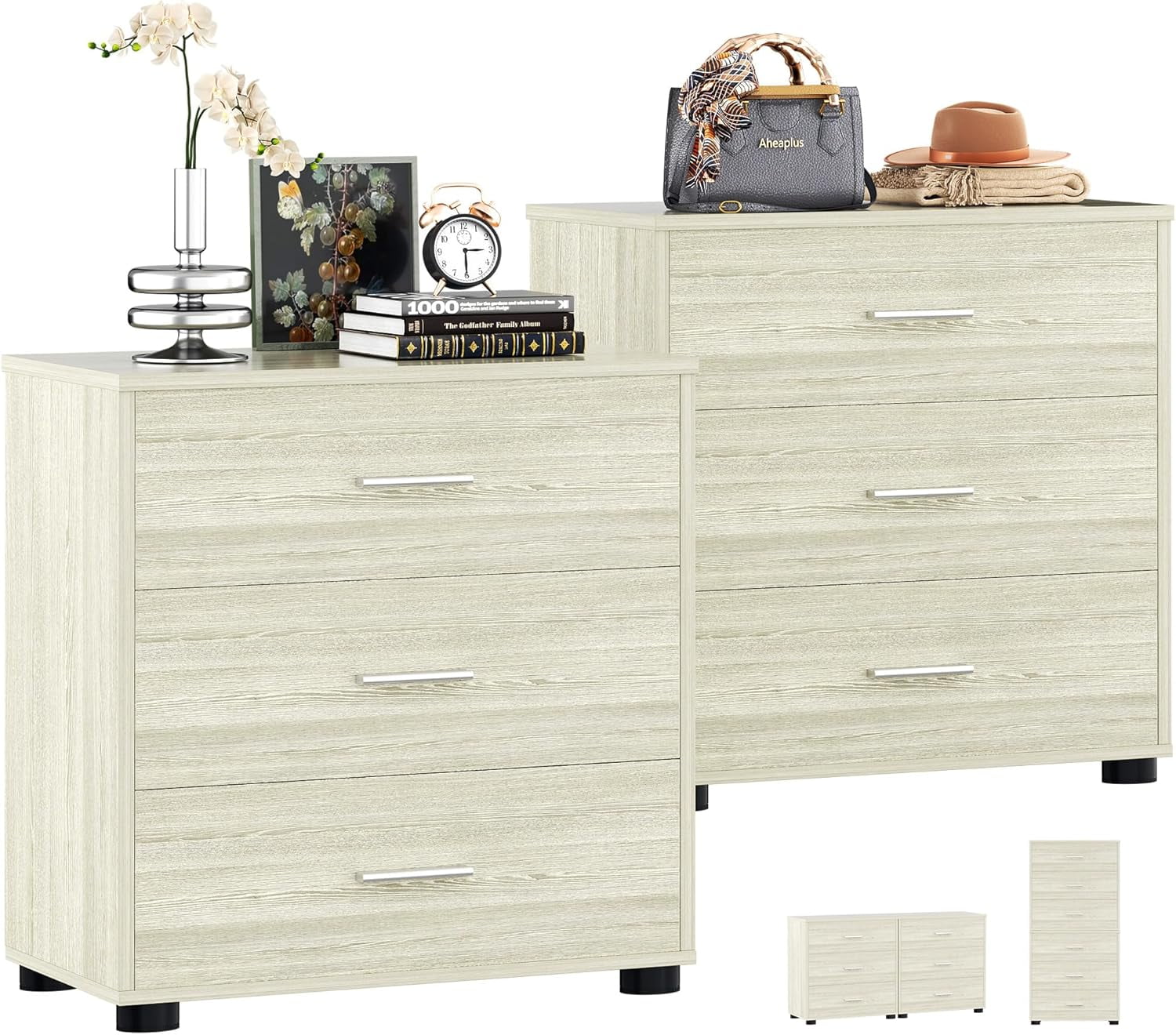 Aheaplus Closet Drawers Set of 2, Wood Closet Organizers and Storage ...