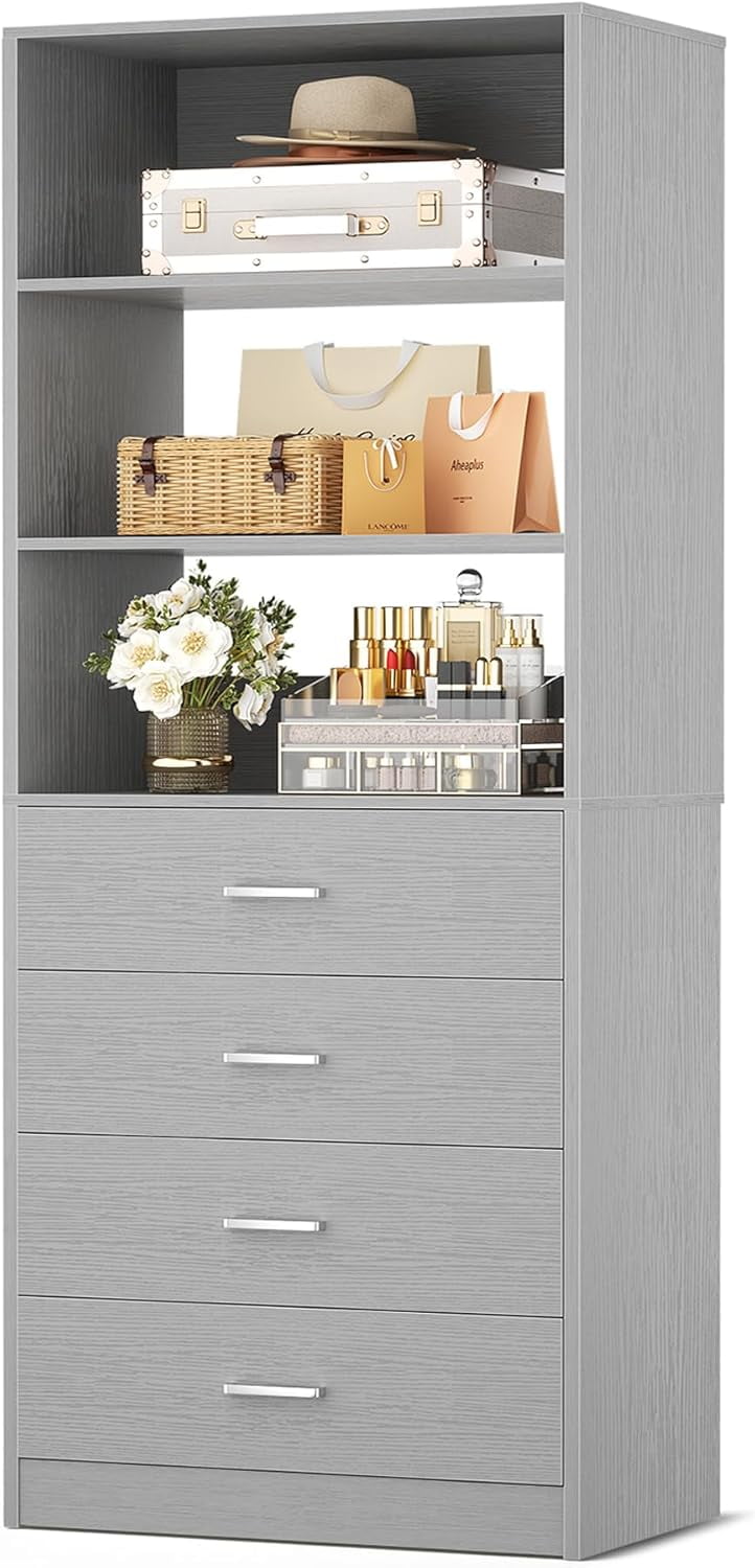 Aheaplus Closet Drawers System, 21.3" Wood Closet Organizer System with ...