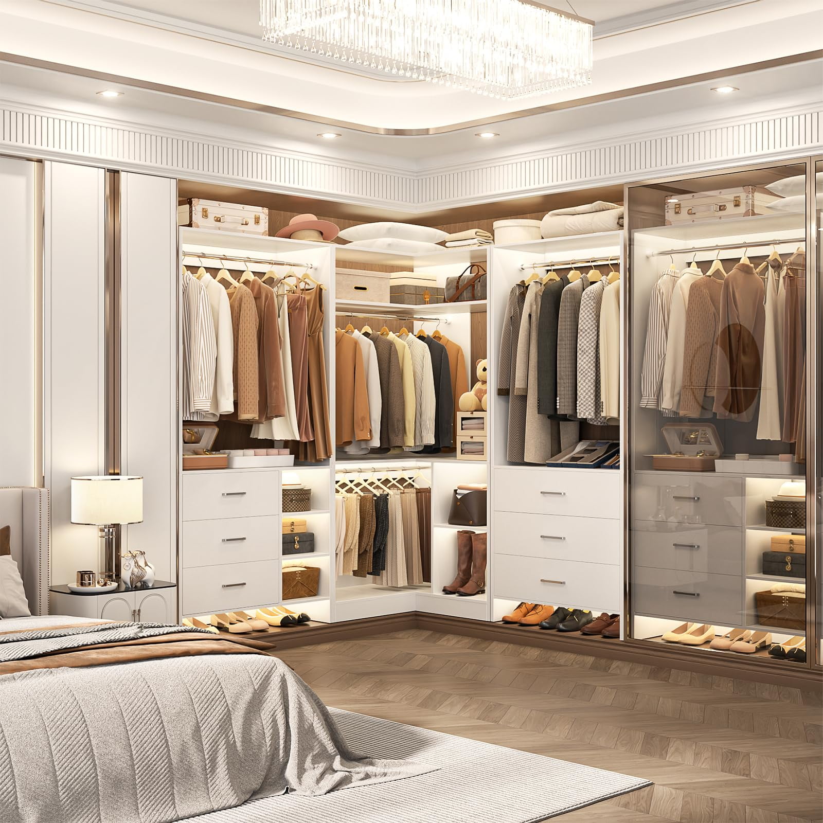 Aheaplus Closet System with 3 Sets, 86.8" Closet Organizer System with ...