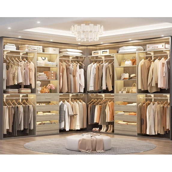 Aheaplus Closet System with Drawers Set of 2, Wood Closet Organizer ...