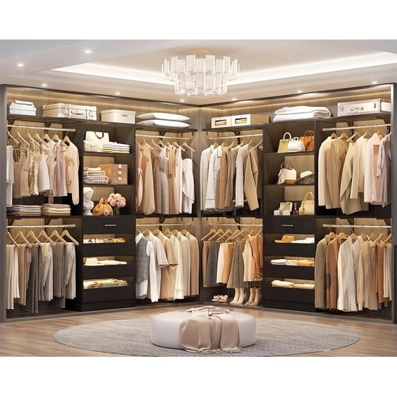 Aheaplus Closet System with Drawers Set of 2, Wood Closet Organizer ...