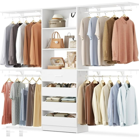 Aheaplus Closet System with Drawers, Wood Closet Organizer System with ...