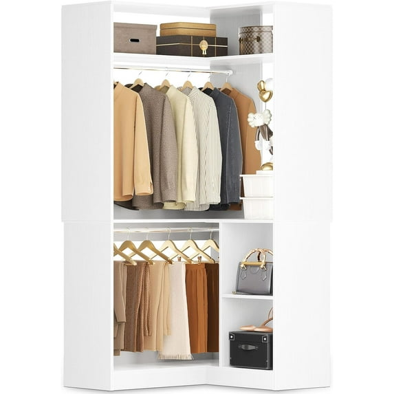 Aheaplus Corner Closet System With Shelves, 34'' Organizer With Hanging ...