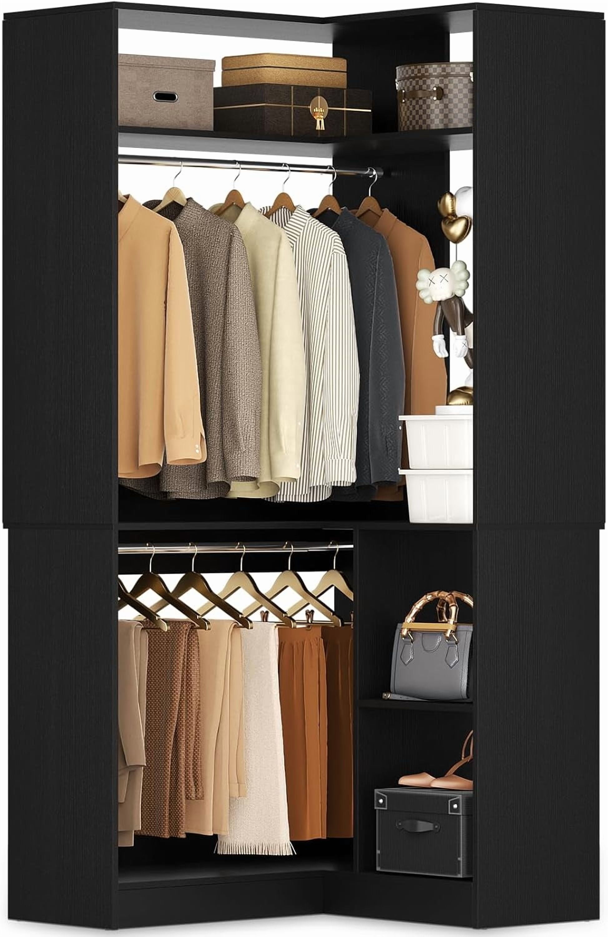 Aheaplus Corner Closet System with Shelves, Closet Organizer System ...