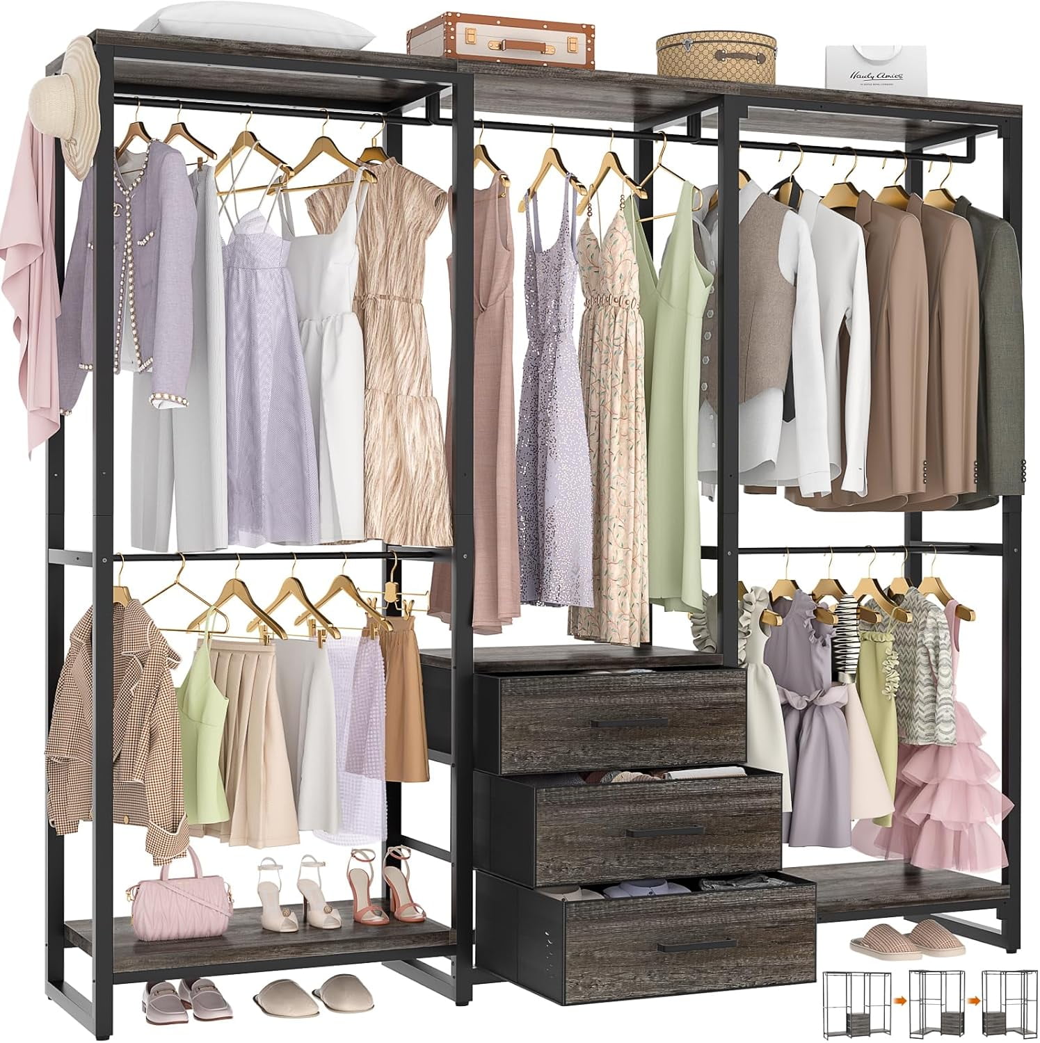 Aheaplus Garment Rack Heavy Duty Clothes Rack for Hanging Clothes ...