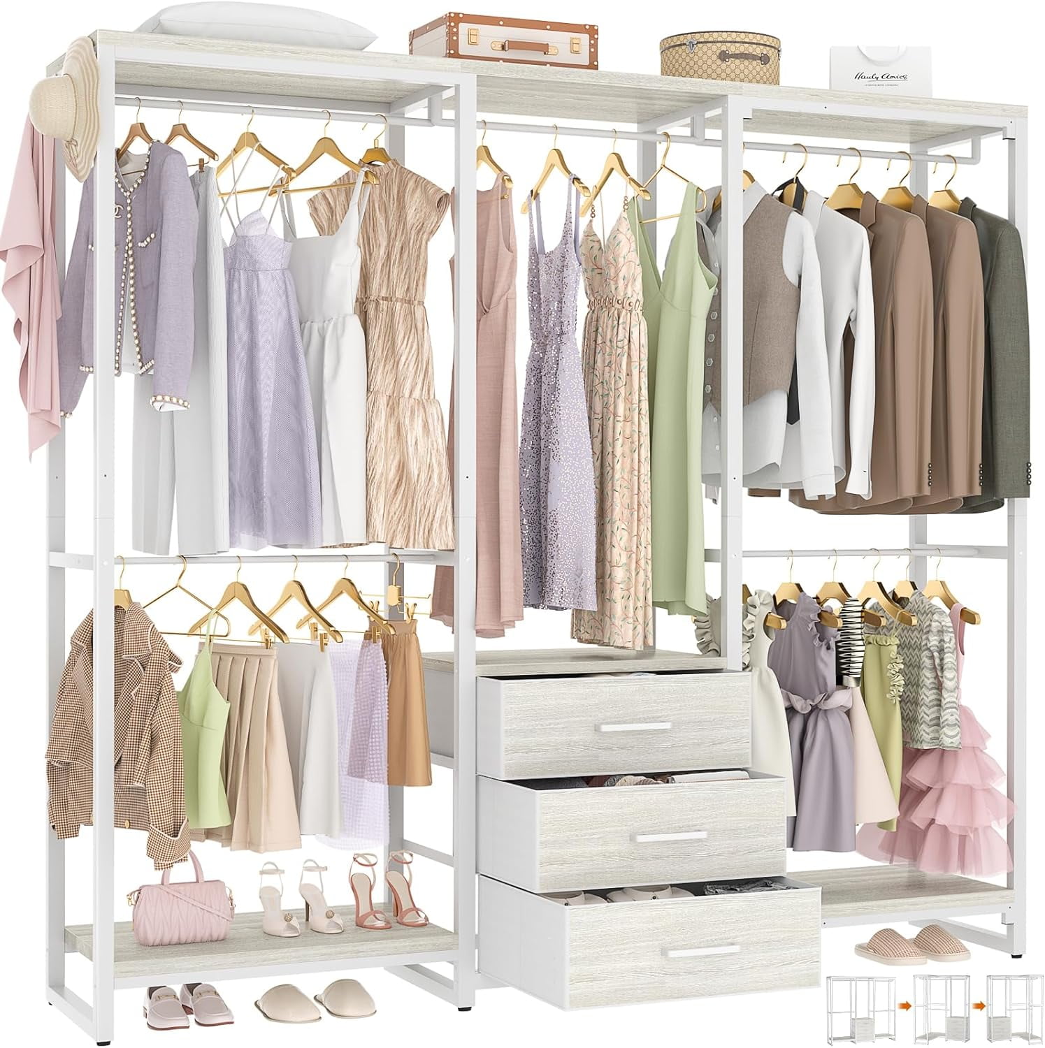 Aheaplus Garment Rack Heavy Duty Clothes Rack for Hanging Clothes ...