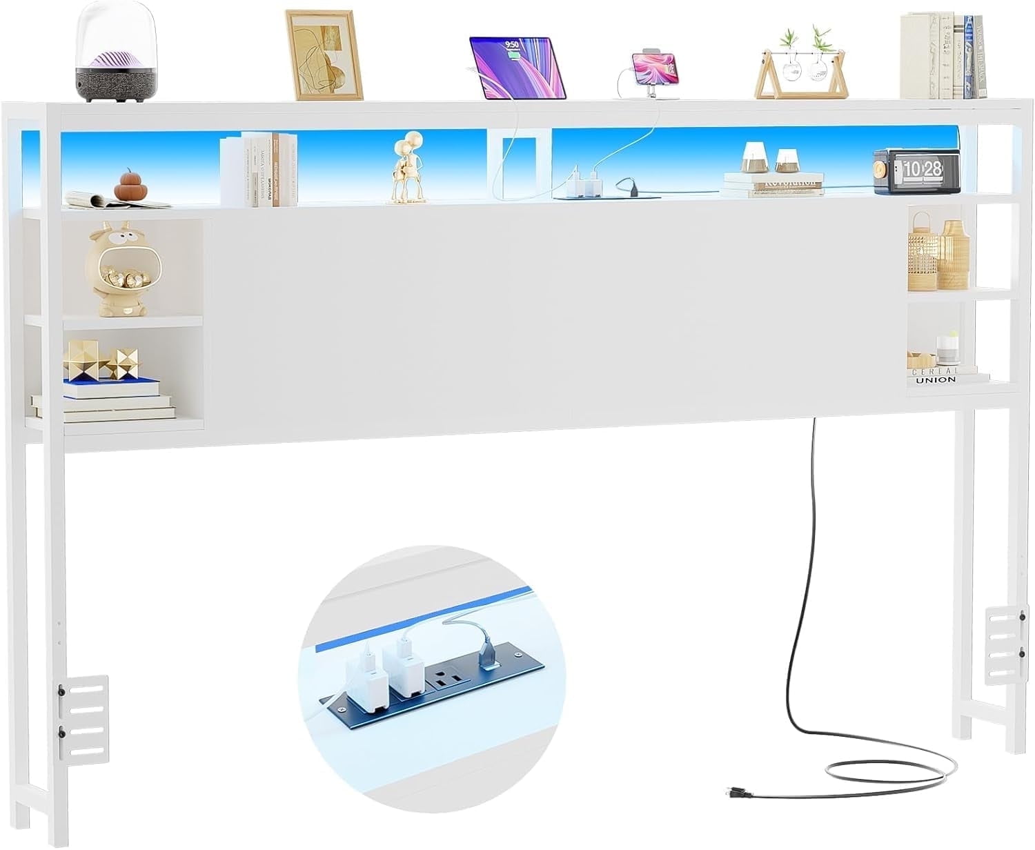 Aheaplus King Size Headboard with Storage, Headboards with Power Outlet ...