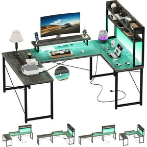 Aheaplus Large U Shaped Computer Desk with Hutch, Customizable ...
