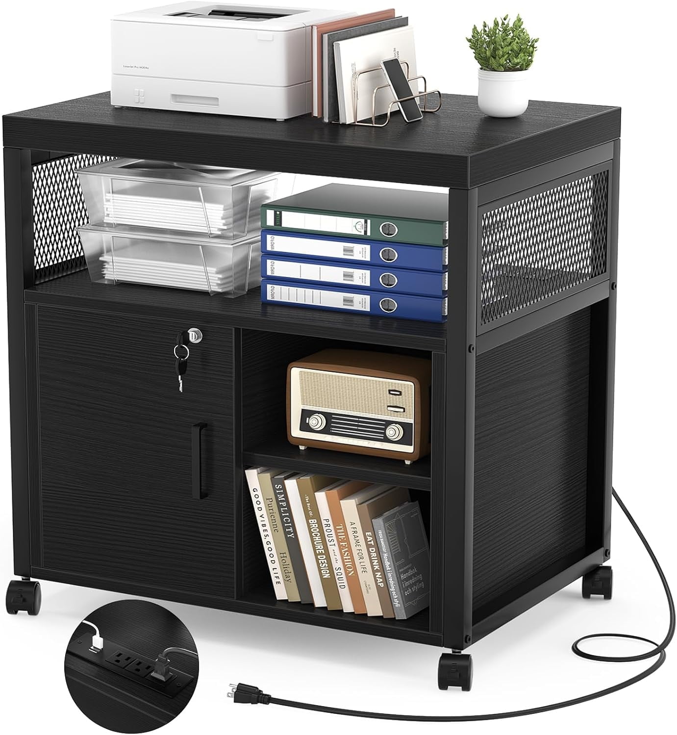 Aheaplus Lateral File Cabinet, Locking Office Filing Cabinets with ...